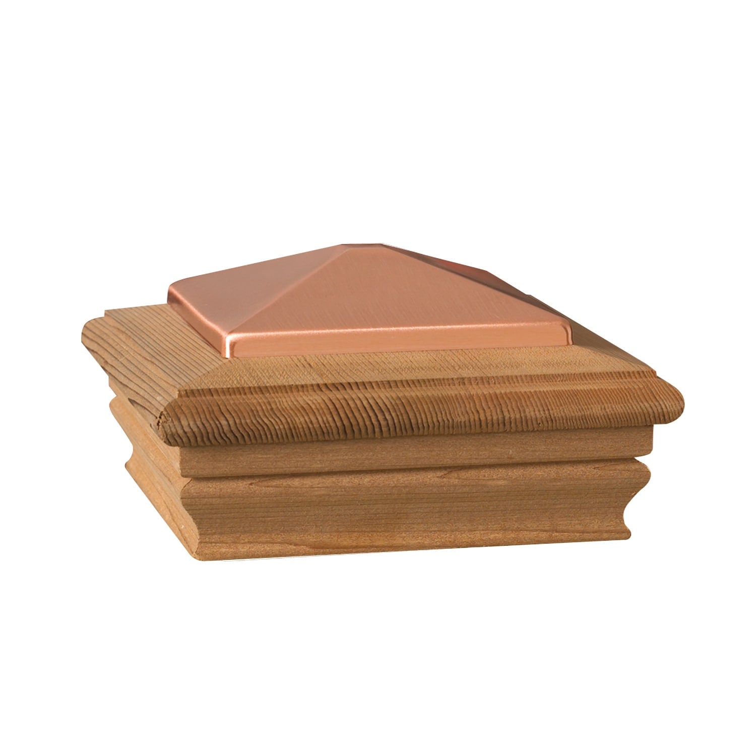 Deckorators 4-in x 4-in Newport High Top Wood Redwood Deck Post Cap ...