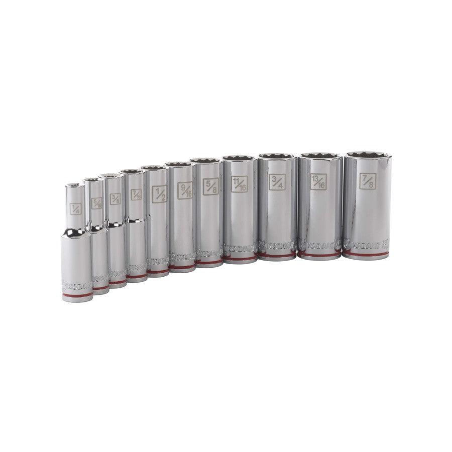 Kobalt 11-Piece Standard (SAE) 3/8-in Drive 12-point Deep Socket Set ...