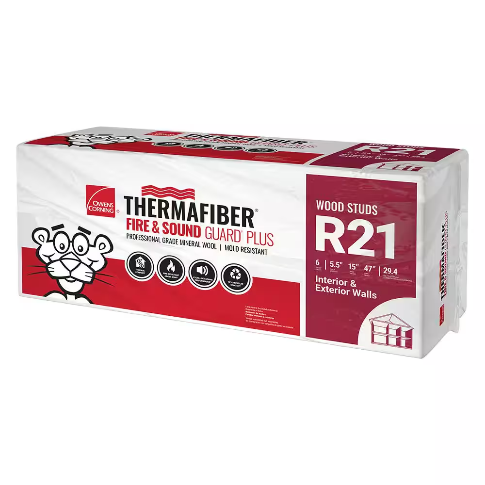Owens Corning R-21 Thermafiber Fire and Sound Guard Plus 5.5" x 15" x ...