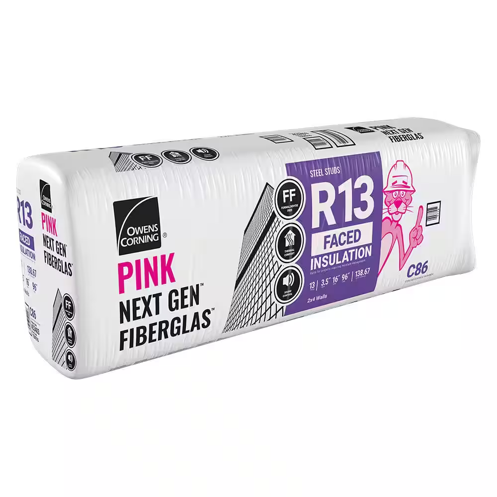 Owens Corning R-13 Kraft Faced Fiberglass Insulation Batts 3.5 in. x 1 ...