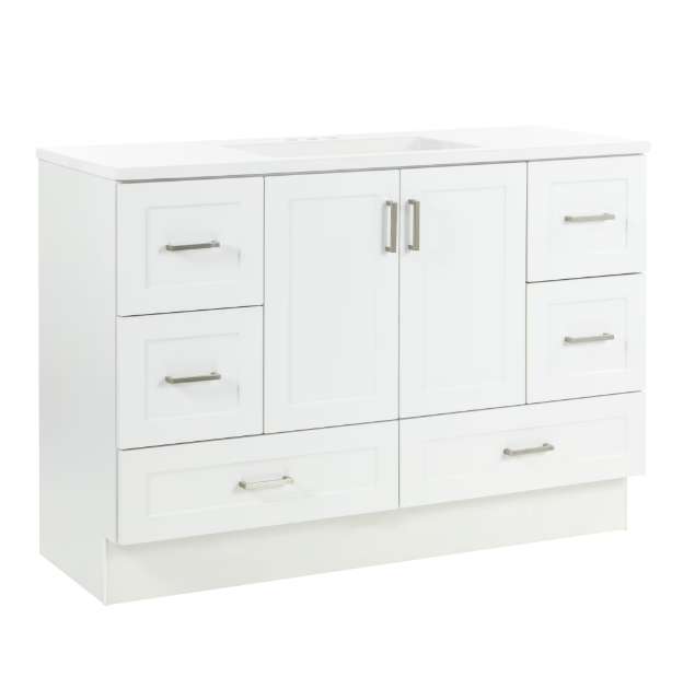 Maybell 49 in. W x 19 in. D Single Sink Bath Vanity in White with Whit ...
