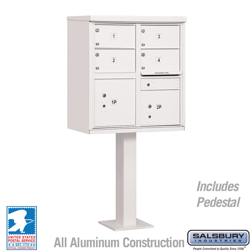 Cluster Box Unit with 4 Doors and 2 Parcel Lockers in White with USPS ...