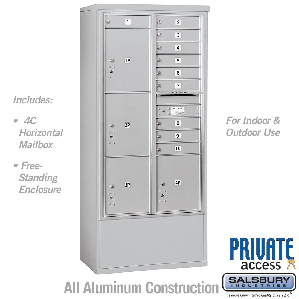 Maximum Height Free-Standing Mailbox with 10 Compartments and Parcel L ...