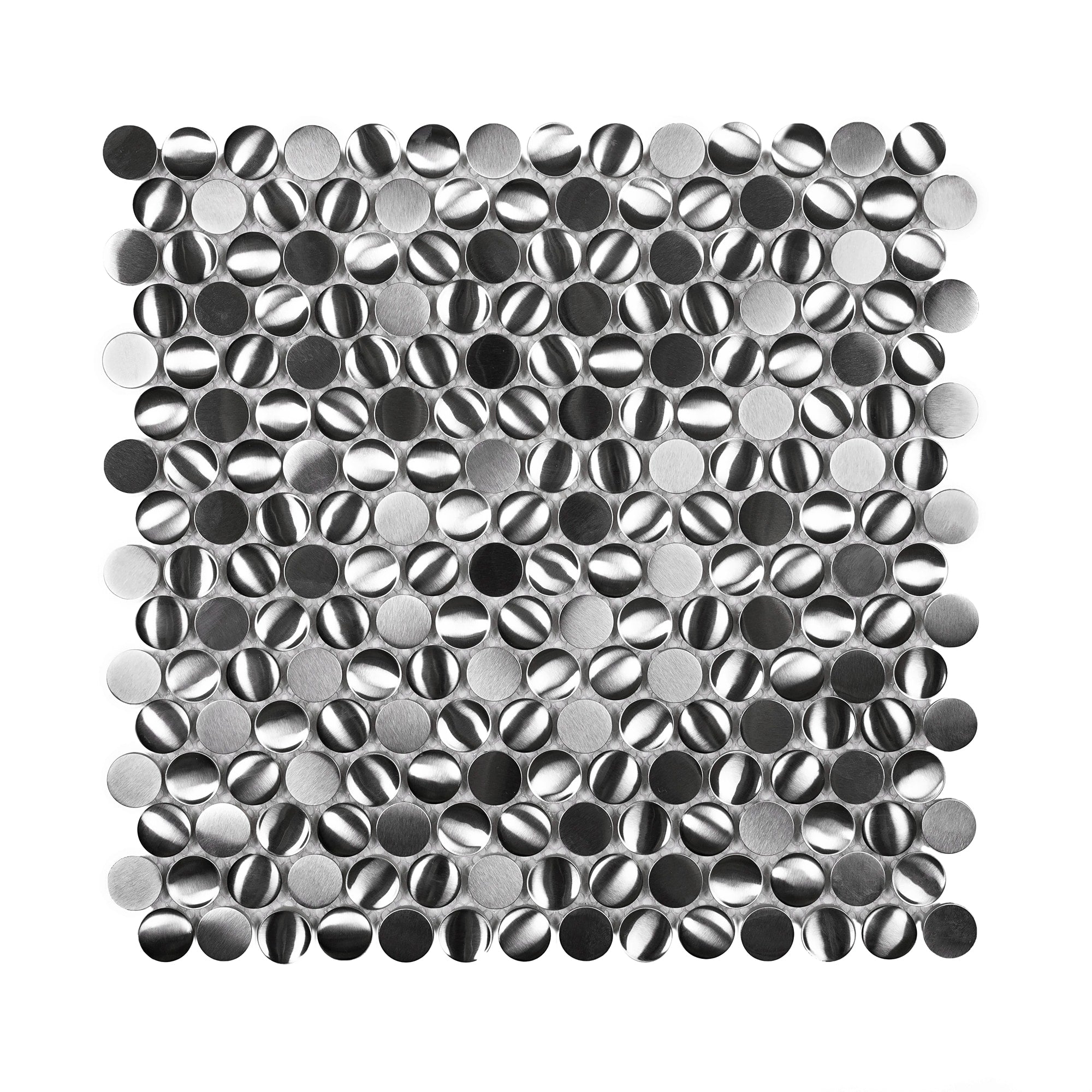 Apollo Tile (Sample) Metal 4-in x 4-in Polished Metal Penny Round Patt ...