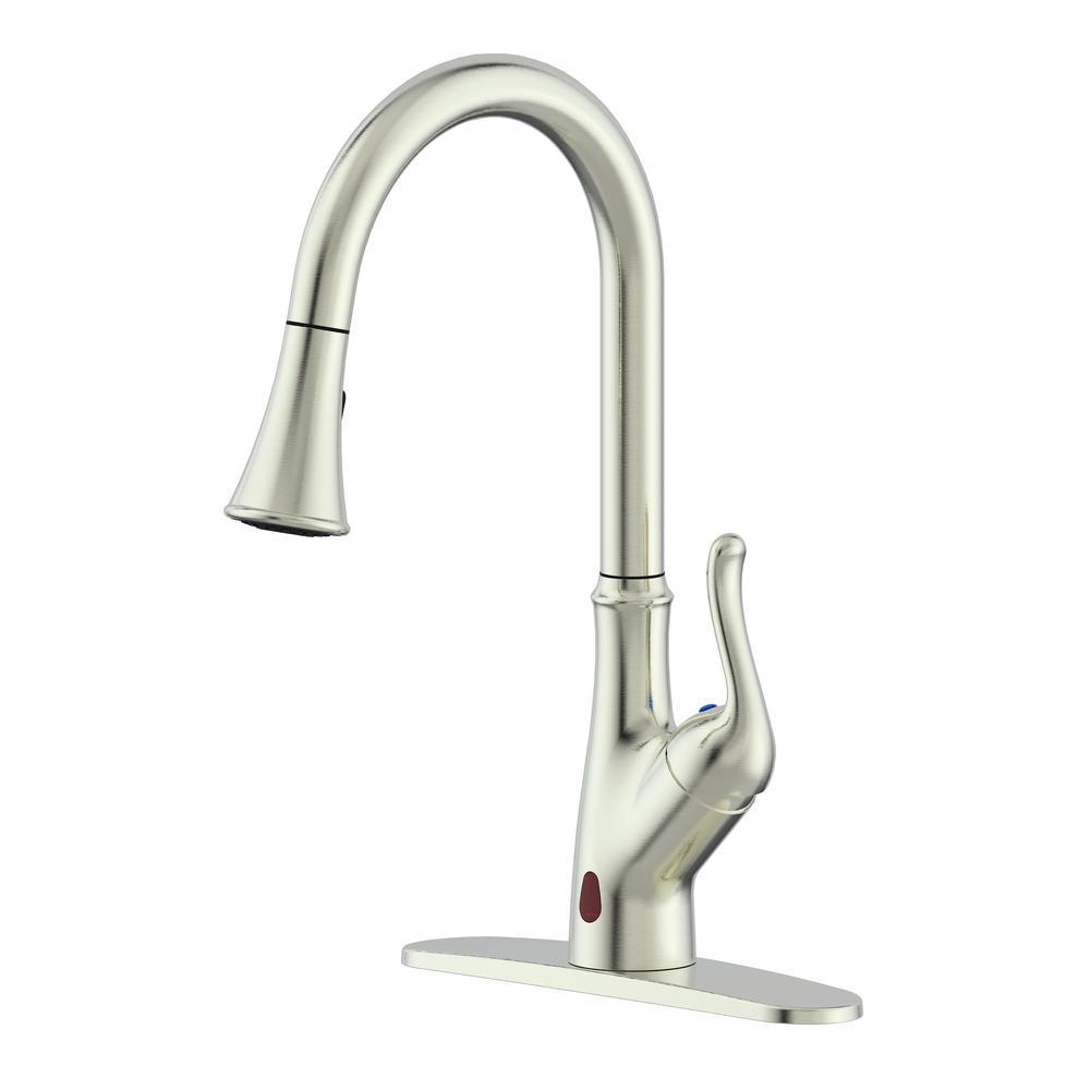 Brisbane Single-Handle Pull Down Sprayer Sensor Kitchen Faucet Brushed ...