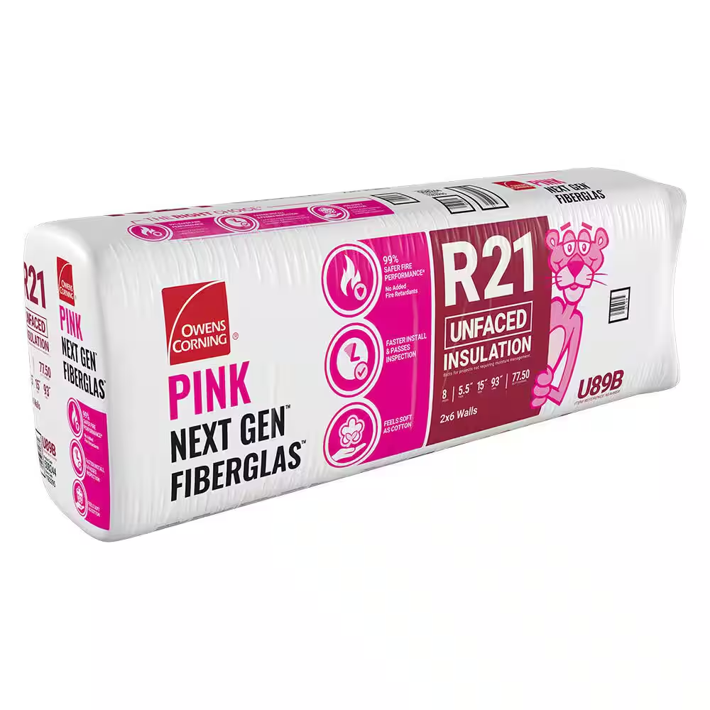 Owens Corning R-21 Un-Faced Fiberglass Insulation Batts 5.5 in. x 15 i ...