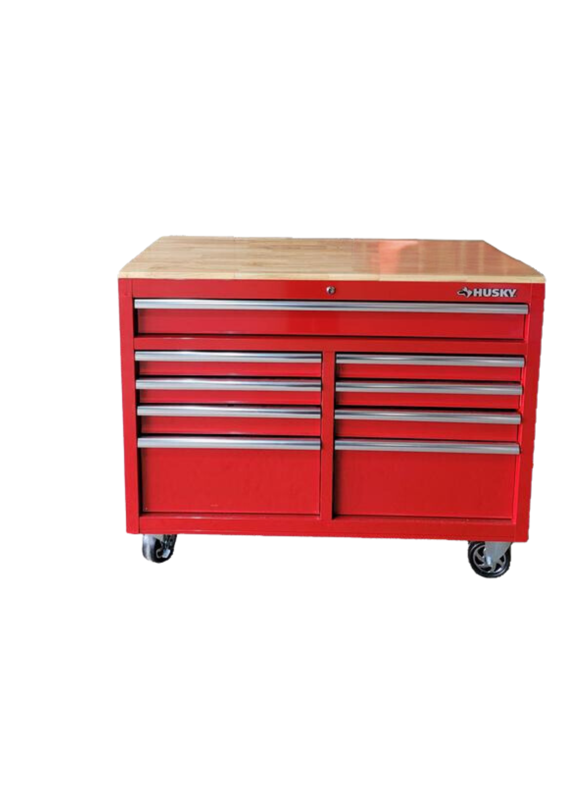 46 in. W 9-Drawer, Deep Tool Chest Mobile Workbench in Gloss Red with ...