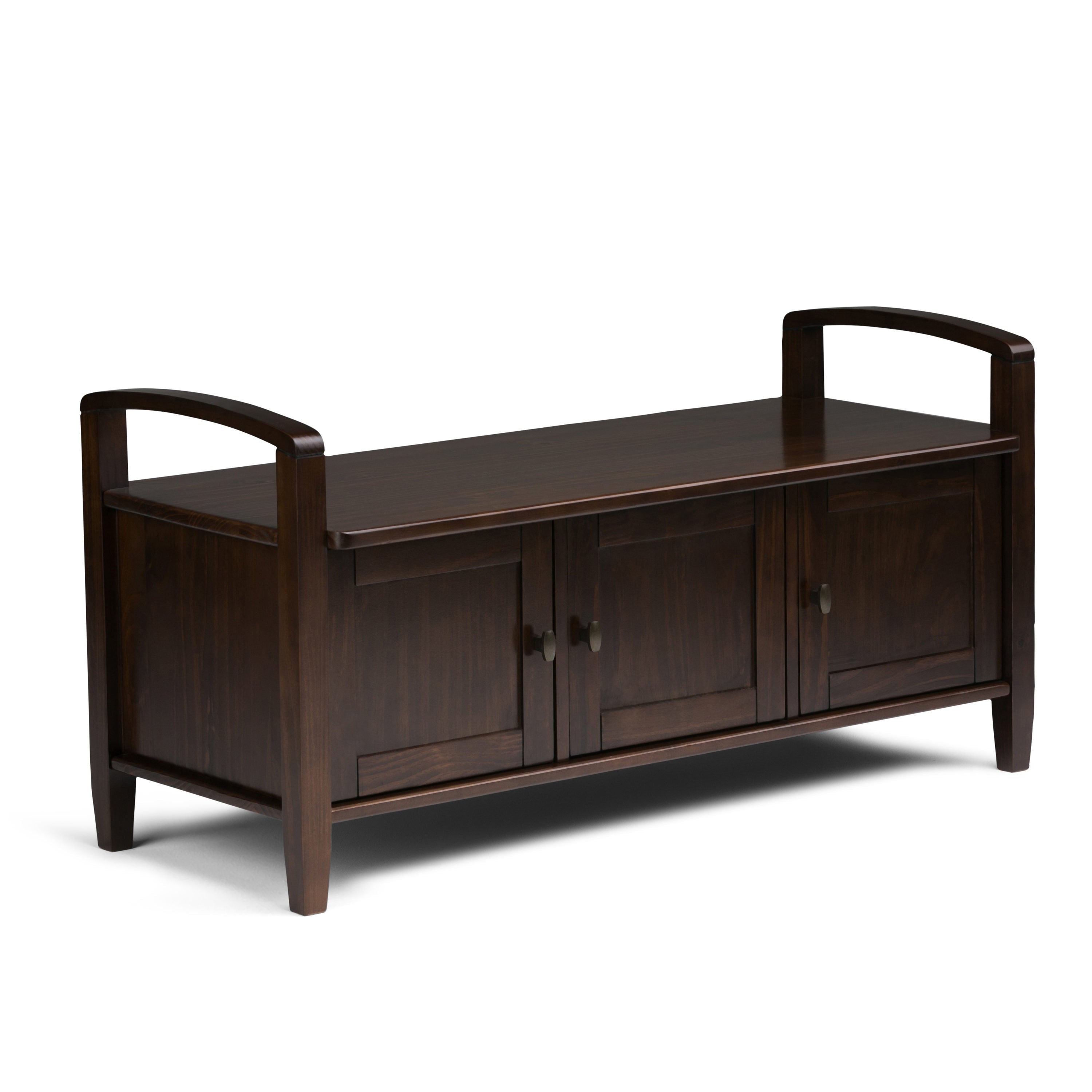 Simpli Home Warm Shaker Modern Tobacco Brown Storage Bench with Storag ...