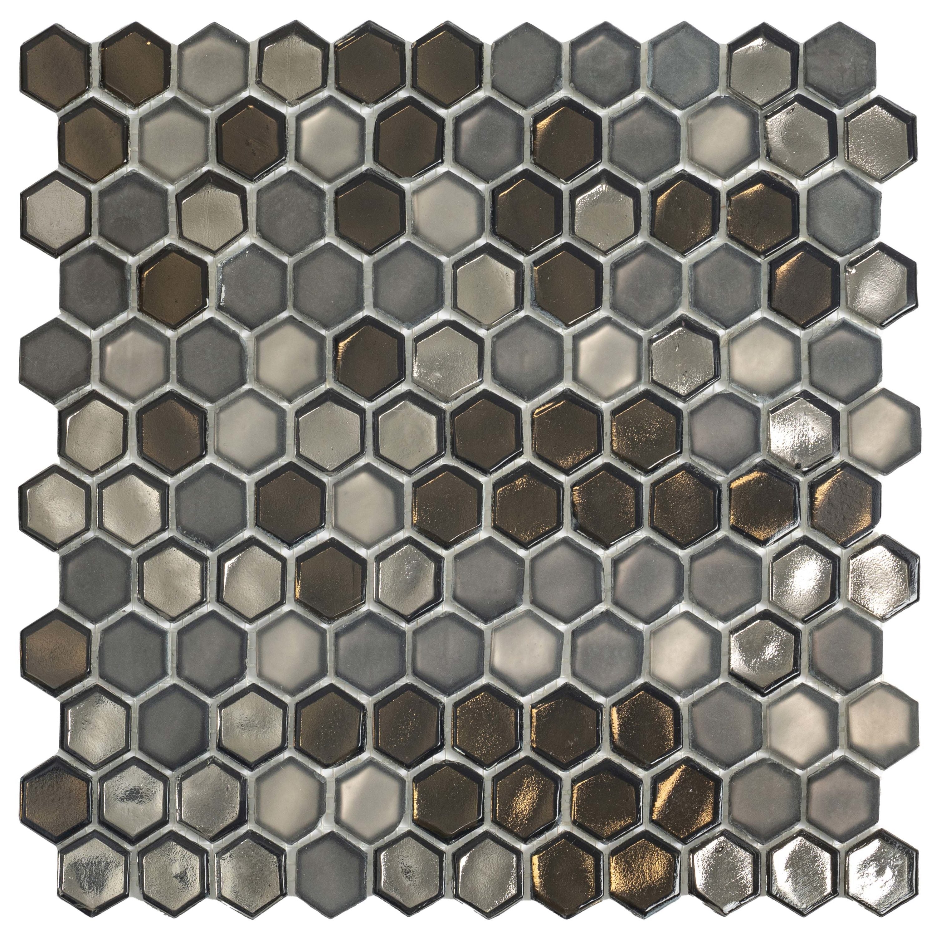 Apollo Tile (Sample) Majeste Silver and Black 4-in x 4-in Matte Glass ...