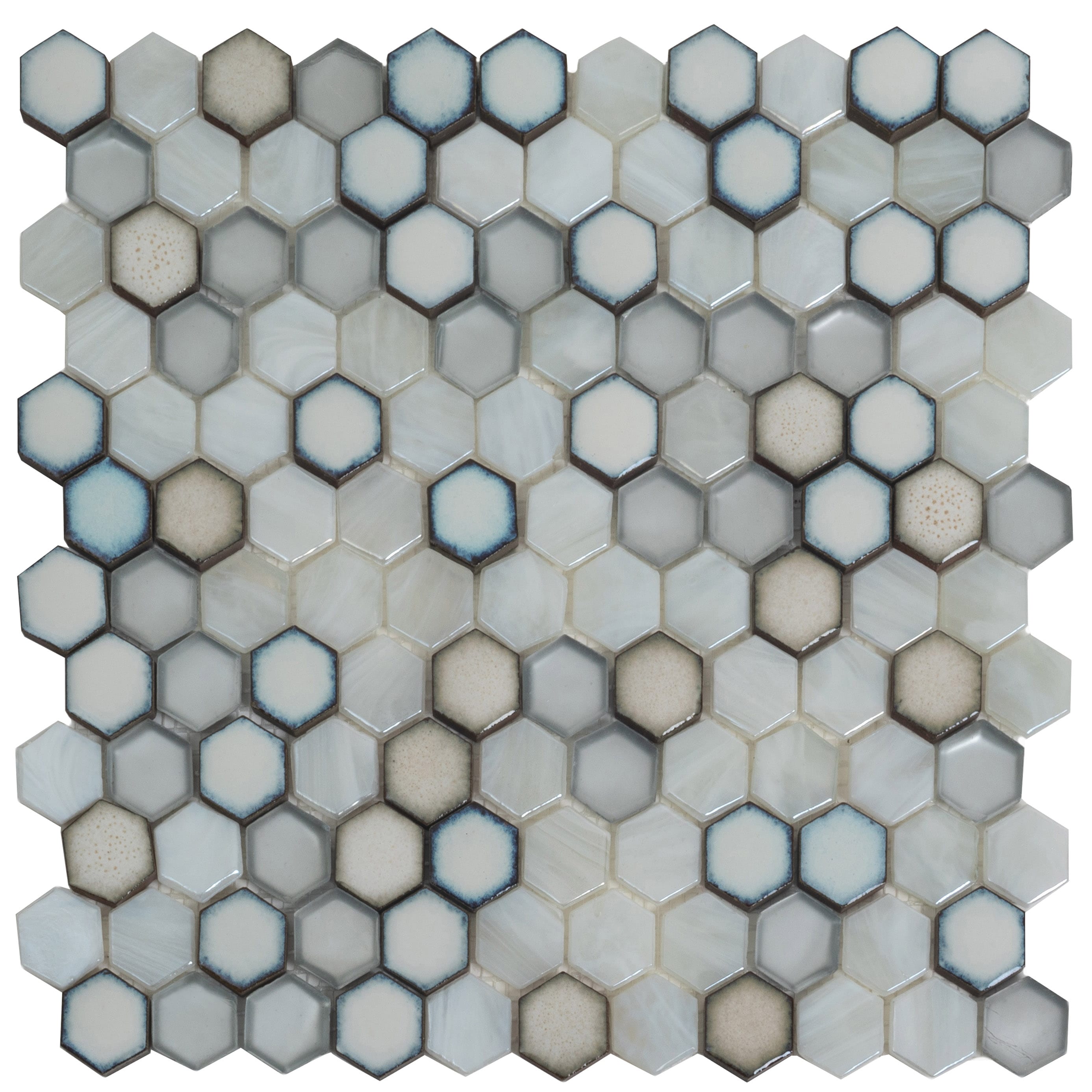 Apollo Tile (Sample) Majeste Silver and White 4-in x 4-in Matte Glass ...