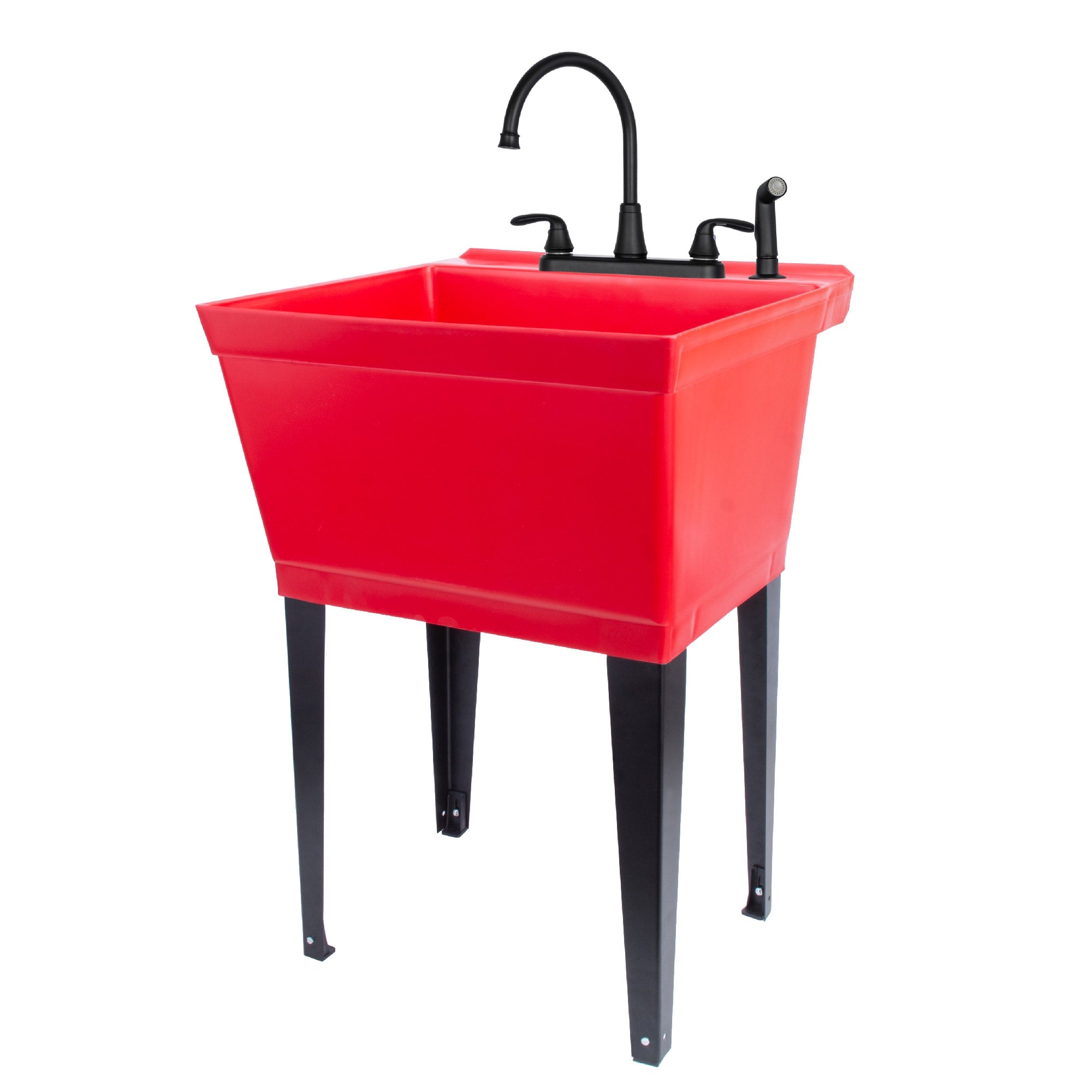 Cambridge Resources Red 1-Basin Freestanding Utility Tub with Drain an ...