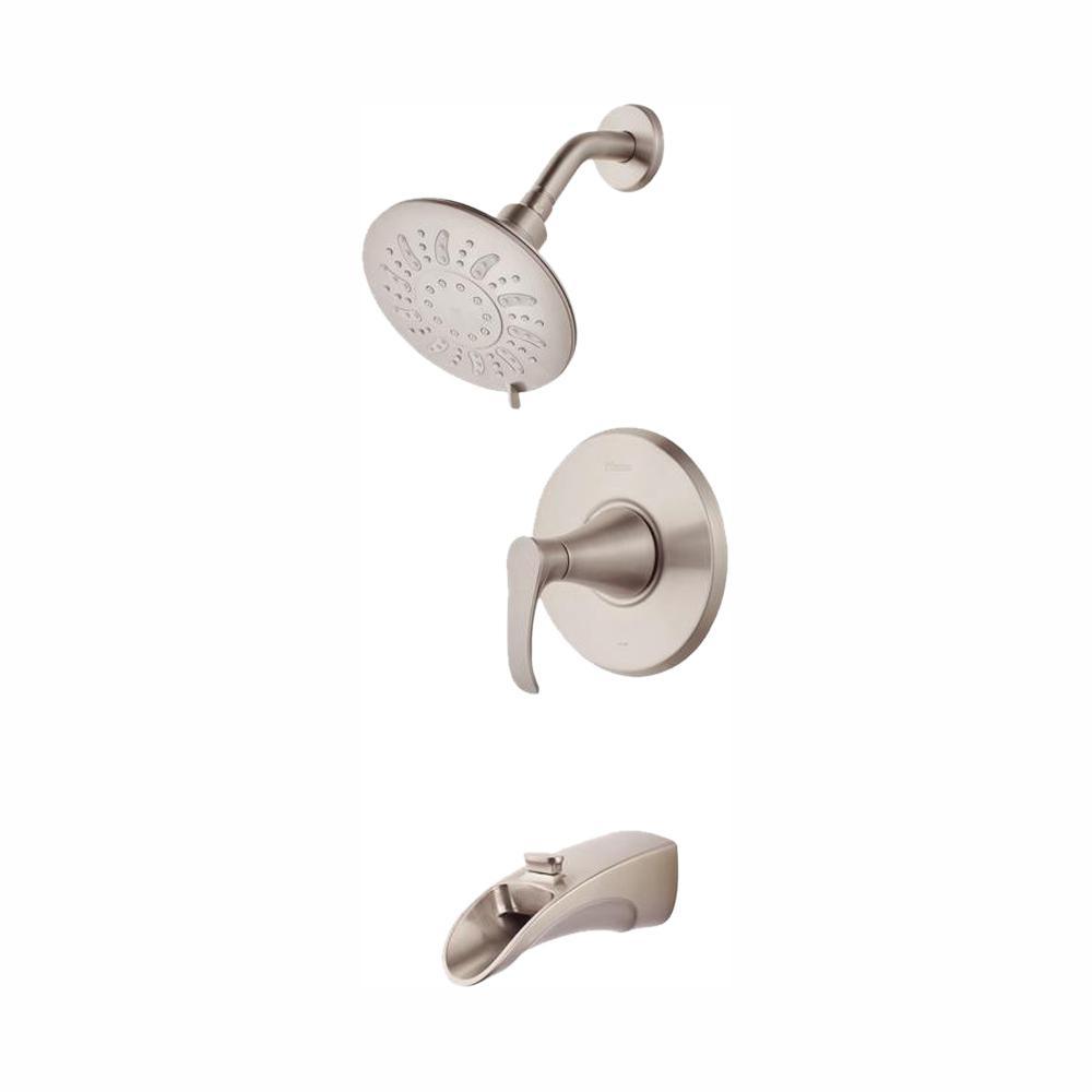 Brea Single-Handle 3-Spray Tub and Shower Faucet in Brushed Nickel wit ...