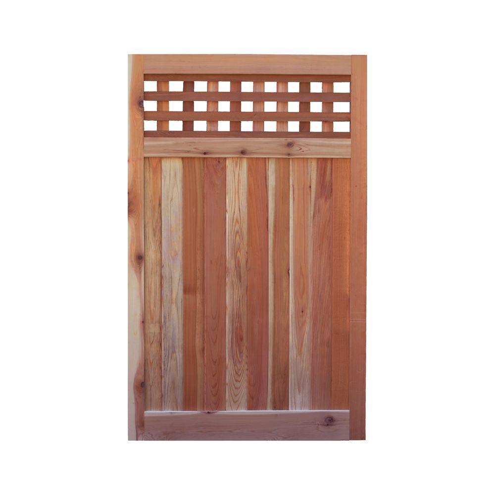 3.5 ft. H W x 6 ft. H H Western Red Cedar Flat Top Checker Lattice Fen ...