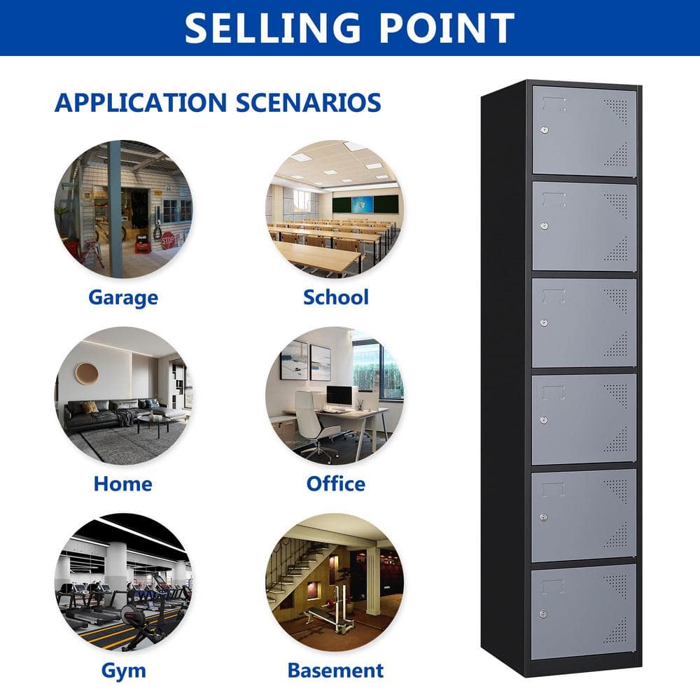 LISSIMO 6-Tier Metal Locker for Gym, School, Office, Storage Locker Ca ...