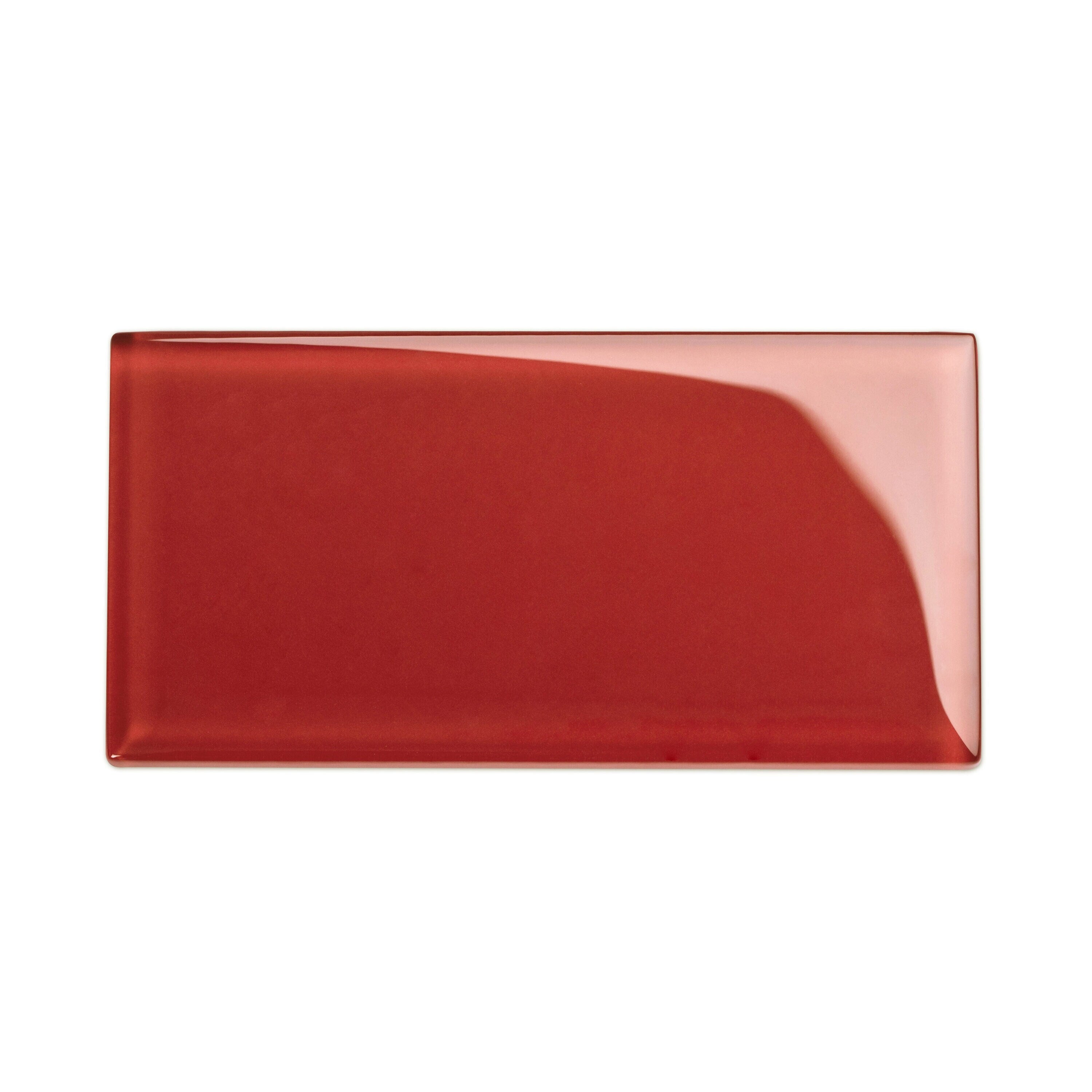 Giorbello (Sample) 3x6 Glass Subway Tiles Ruby Red 3-in x 6-in Glossy ...