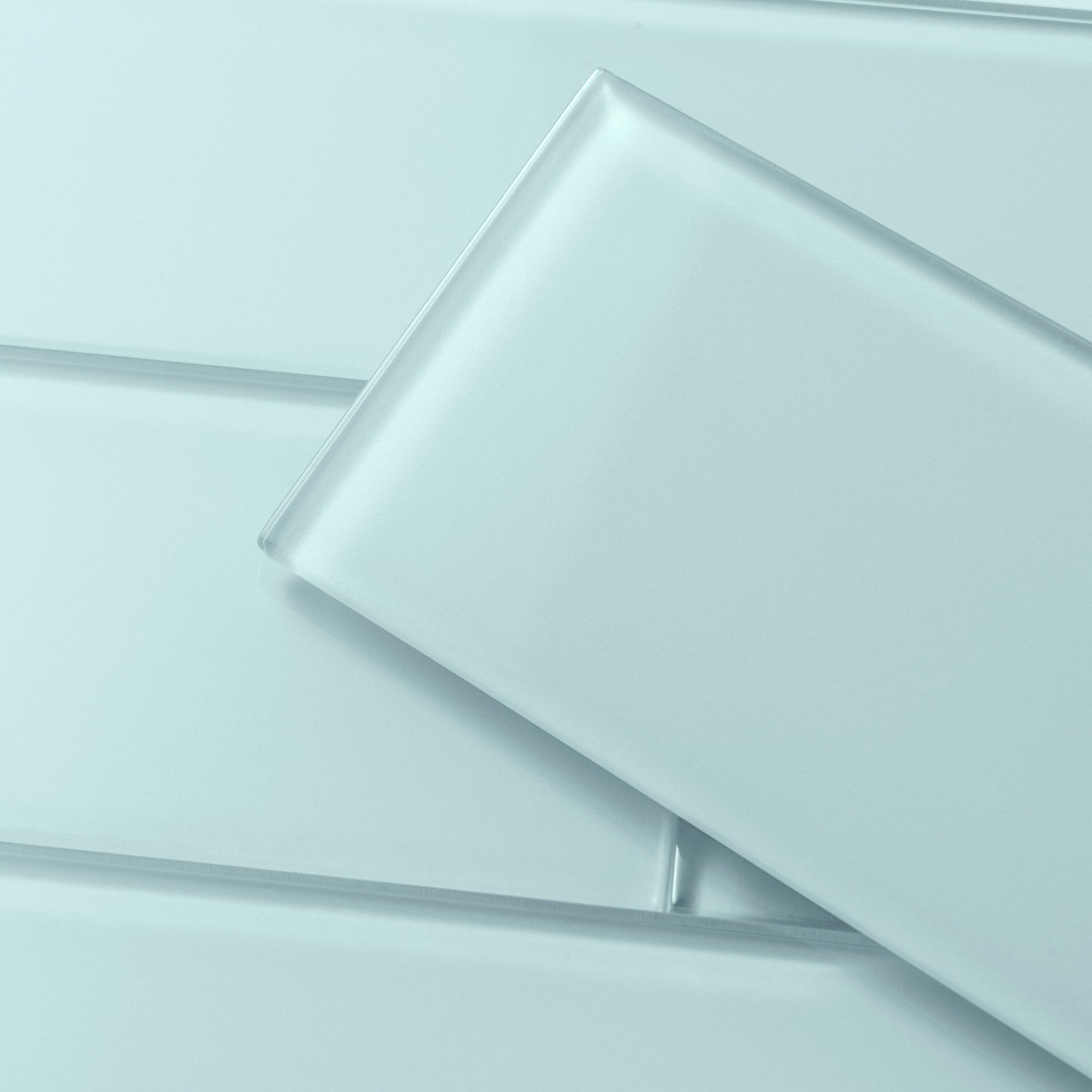 Giorbello (Sample) 4x12 glass subway tiles Baby Blue 3-in x 6-in Gloss ...