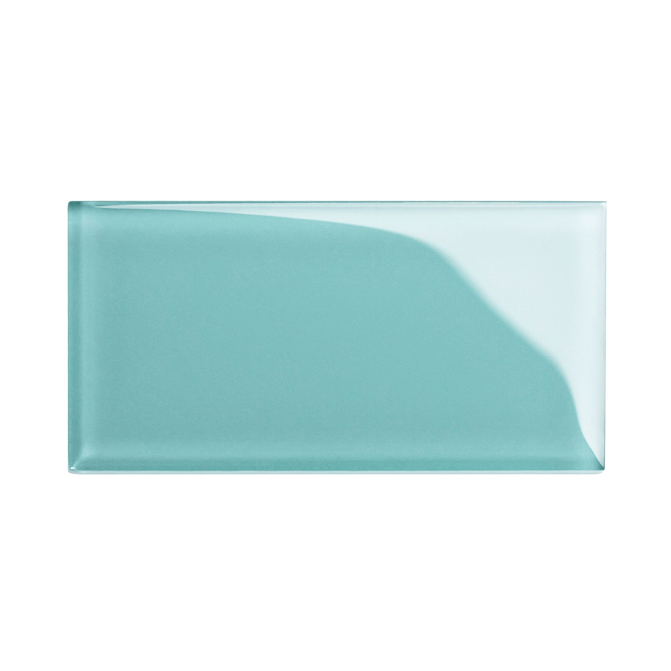 Giorbello (Sample) 6x12 glass subway tiles Teal 6-in x 12-in Glossy Gl ...