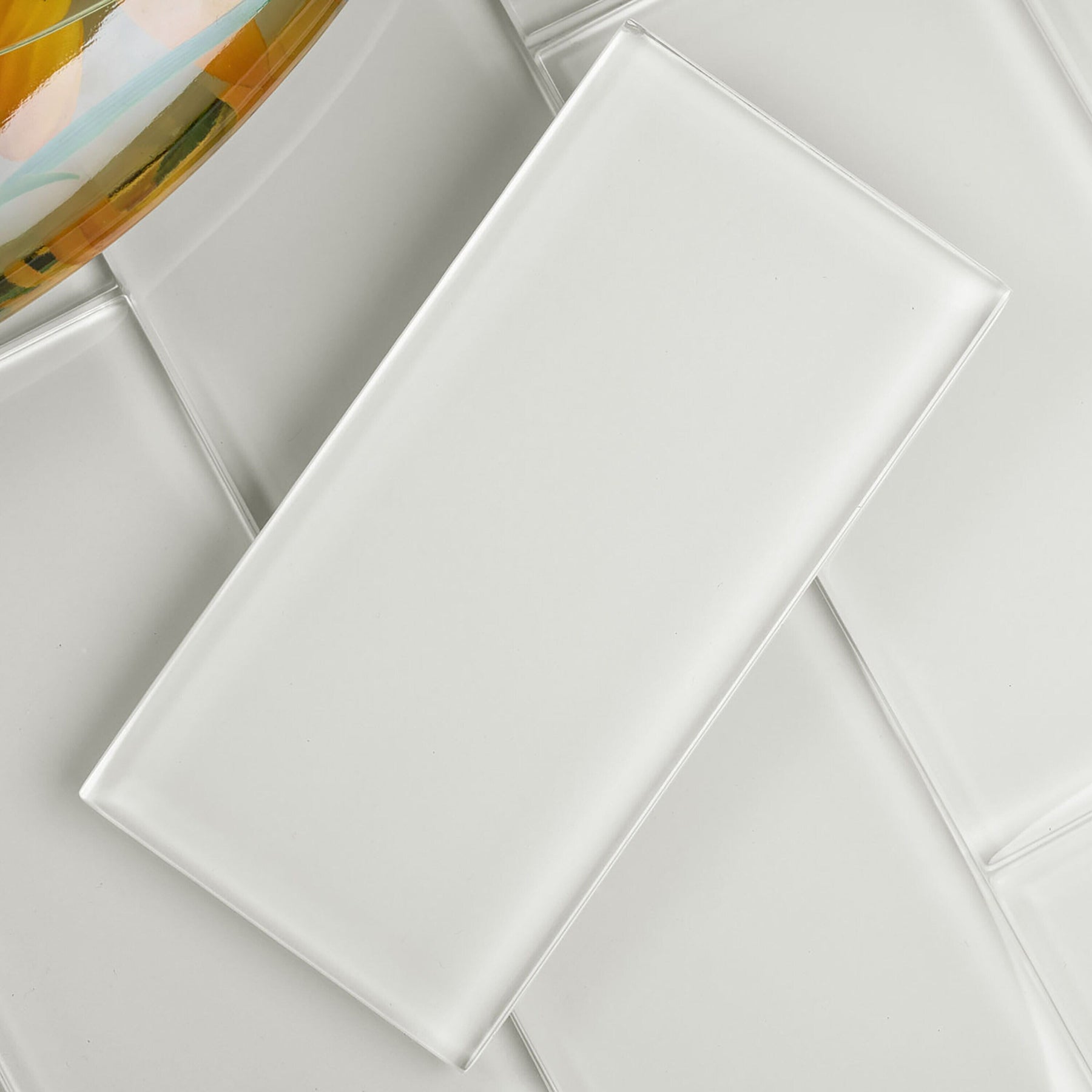 Giorbello (Sample) 6x12 glass subway tiles Agreeable Gray 6-in x 12-in ...
