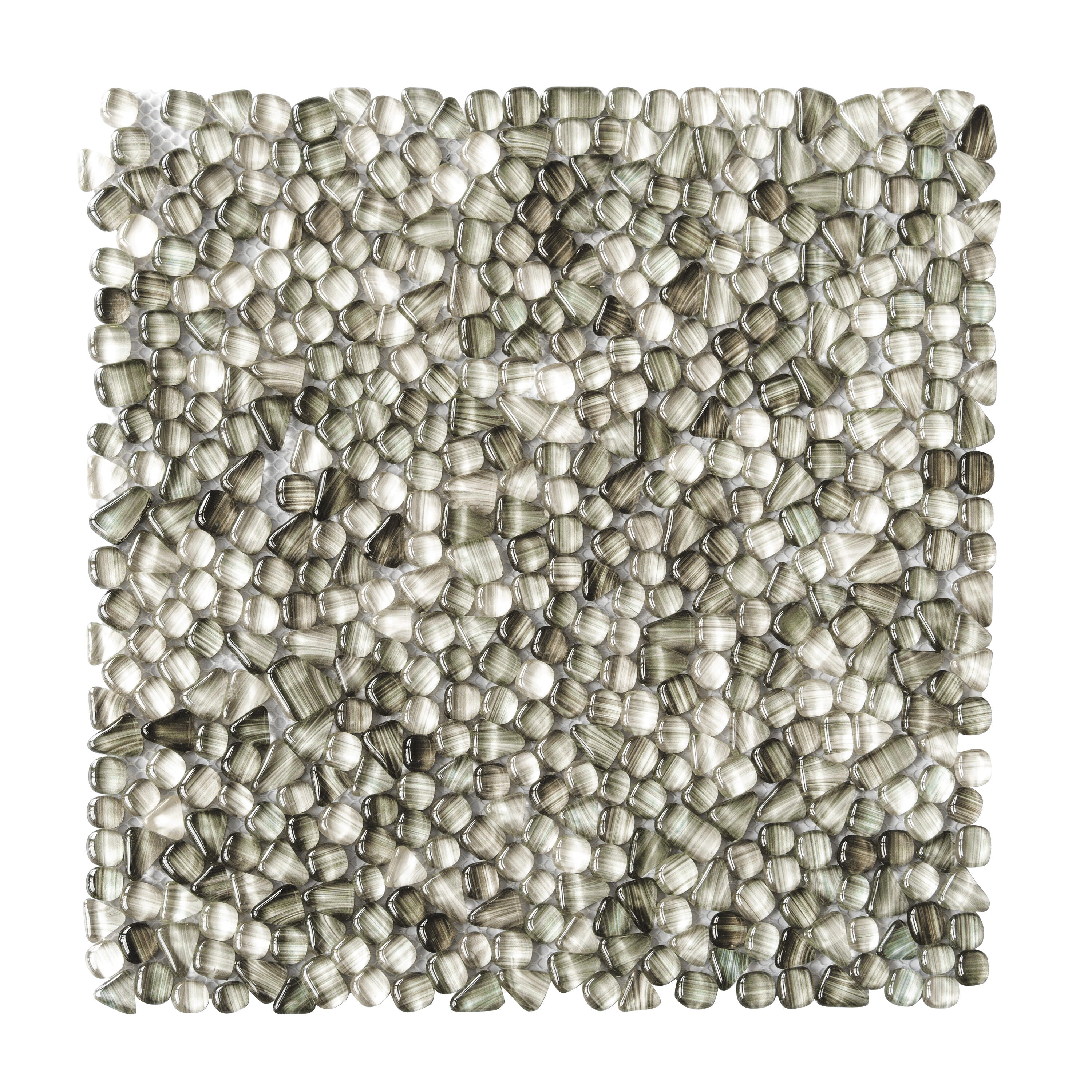 Apollo Tile (Sample) Bijou Gray 4-in x 4-in Honed Glass Pebble Mosaic ...