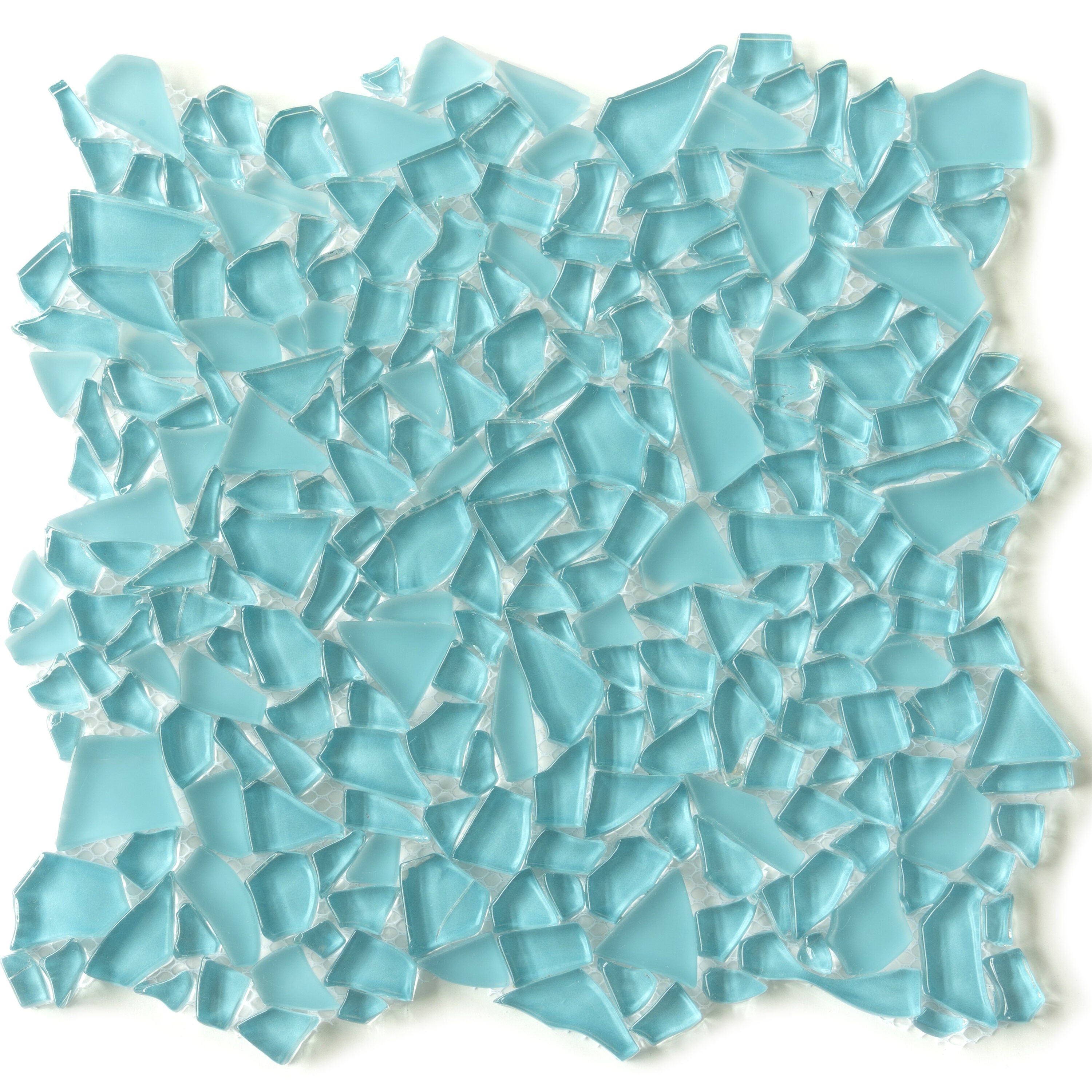 Apollo Tile Bijou Blue 12-in x 12-in Honed Glass Pebble Floor and Wall ...