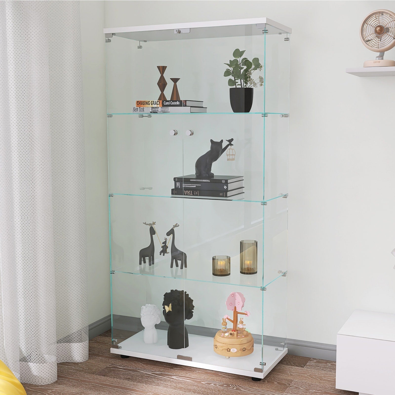 Nestfair Contemporary White Wood Display Cabinet- 31.7-in x 14.3-in x ...