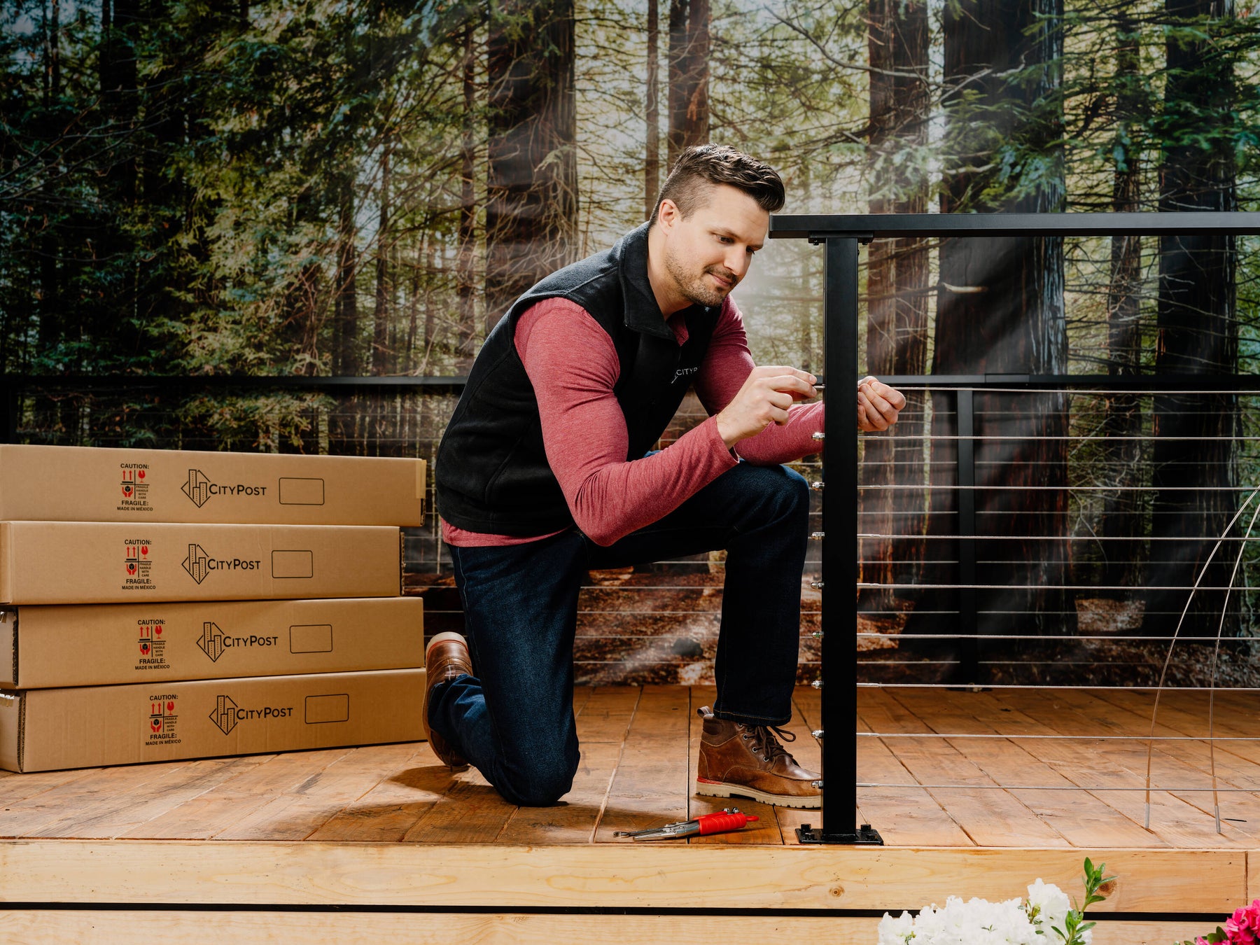 CityPost Deck Mount Bronze Steel Deck Cable Rail Kit – PROARB