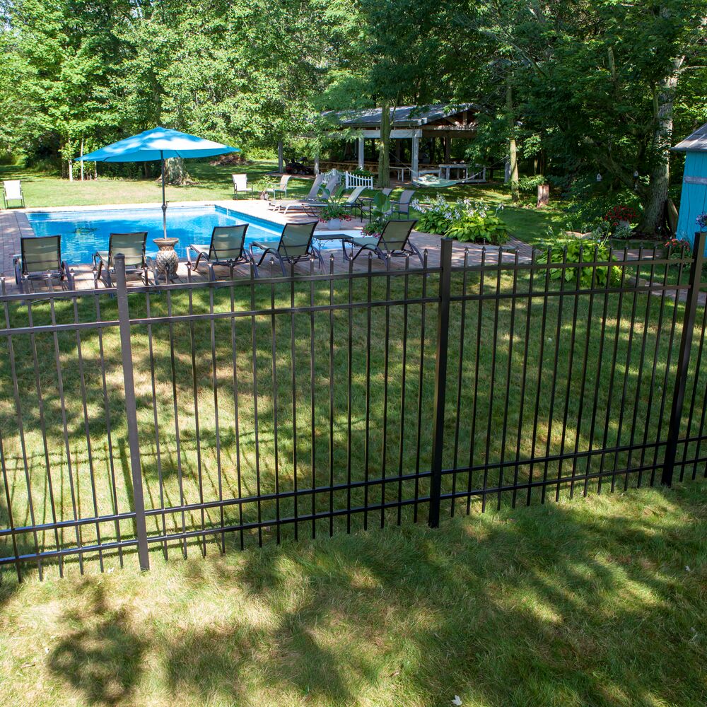 Freedom Providence 9-ft H x 2-in W Black Aluminum Spaced Picket Presse ...