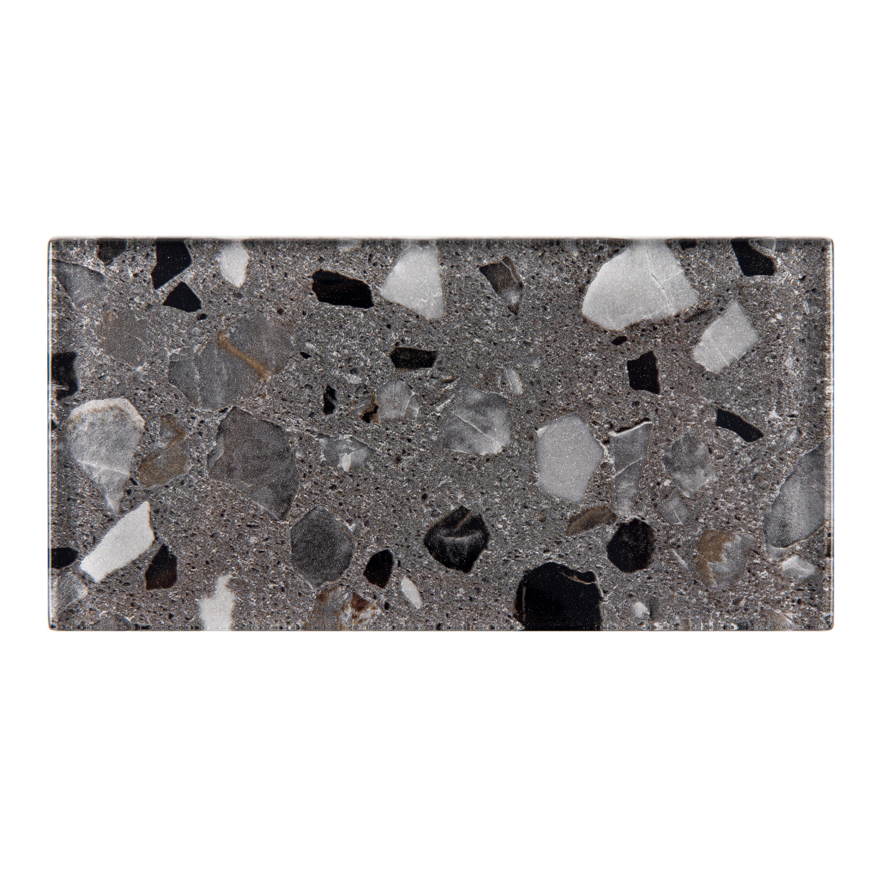 Giorbello (Sample) Gray Earthstone 3-in x 6-in Glossy Glass Stone Look ...