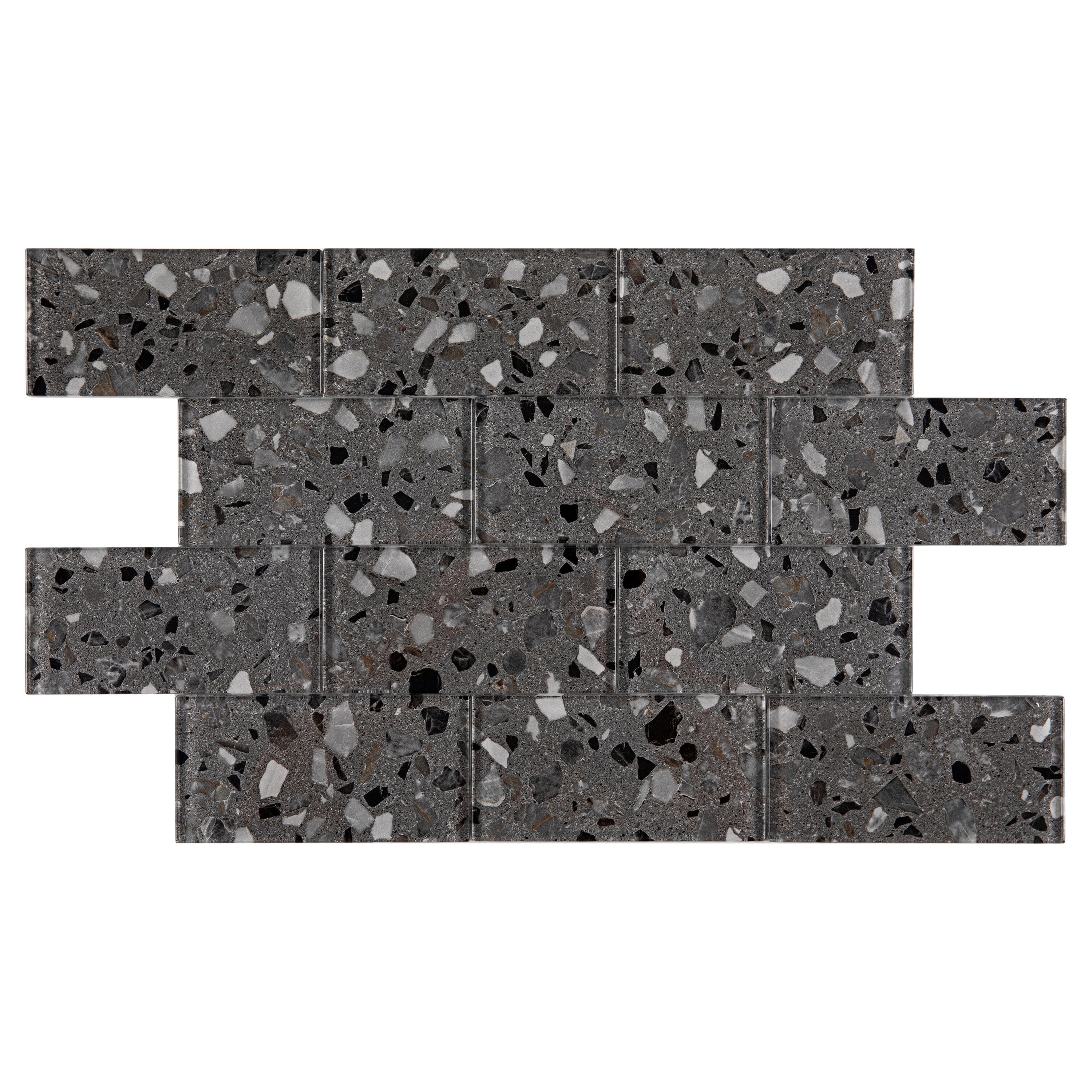 Giorbello Gray Earthstone 3-in x 6-in Glossy Glass Stone Look Wall Til ...