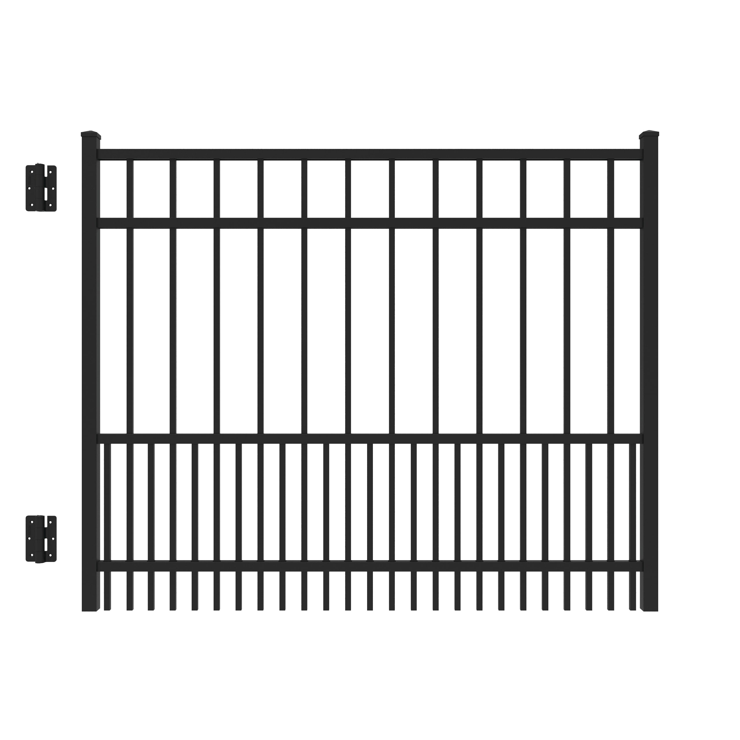 Freedom Sydney 4-ft H x 5-ft W Black Aluminum Spaced Picket Flat-top D ...