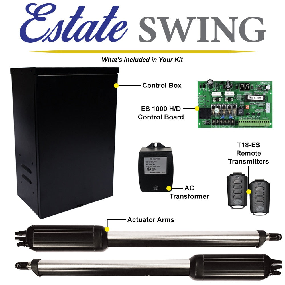 Estate Swing 12-ft Dual Swing Universal Battery Driveway Gate Opener K ...