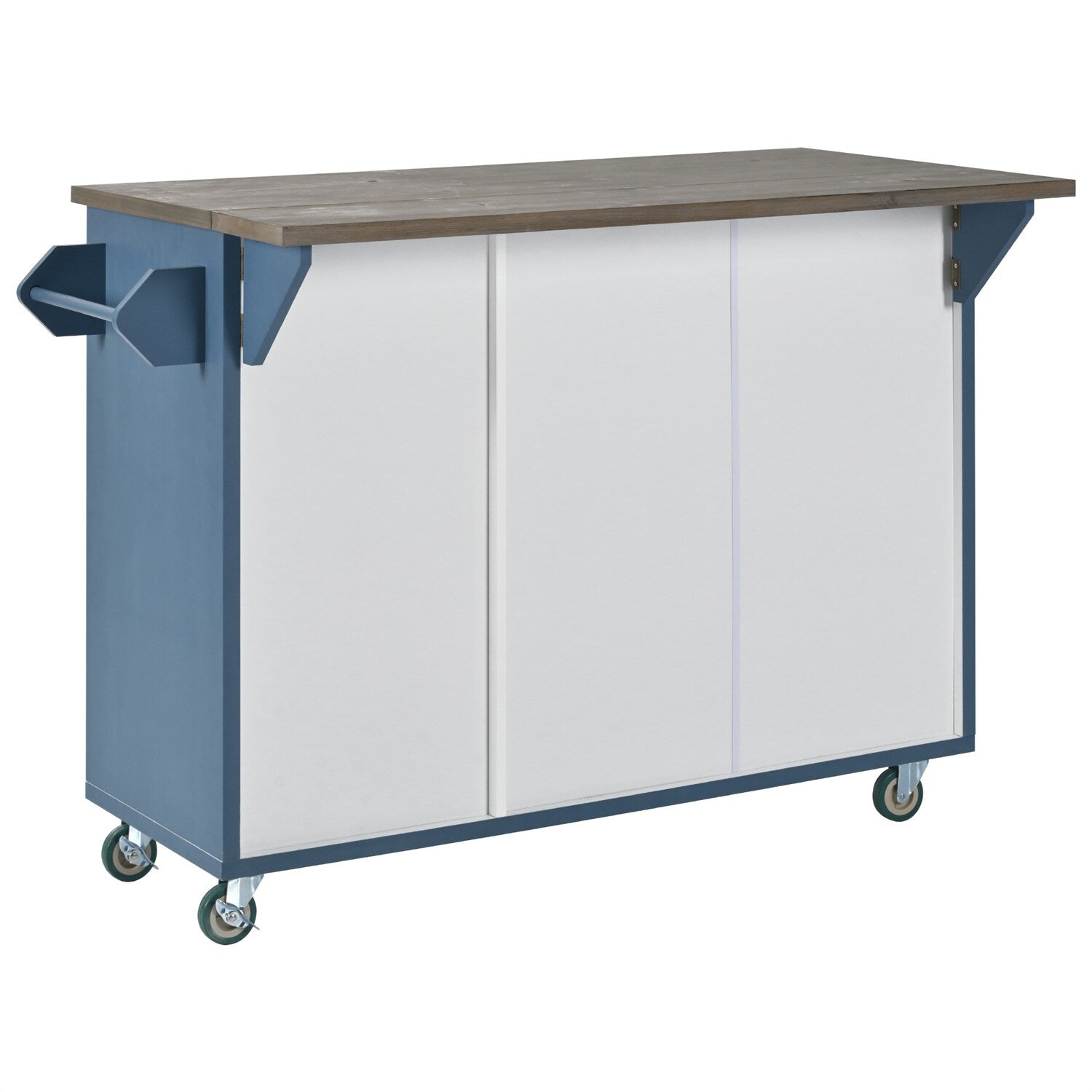 BABOOM Blue Mdf Base with Wood Top Rolling Kitchen Island (25.7-in x 5 ...