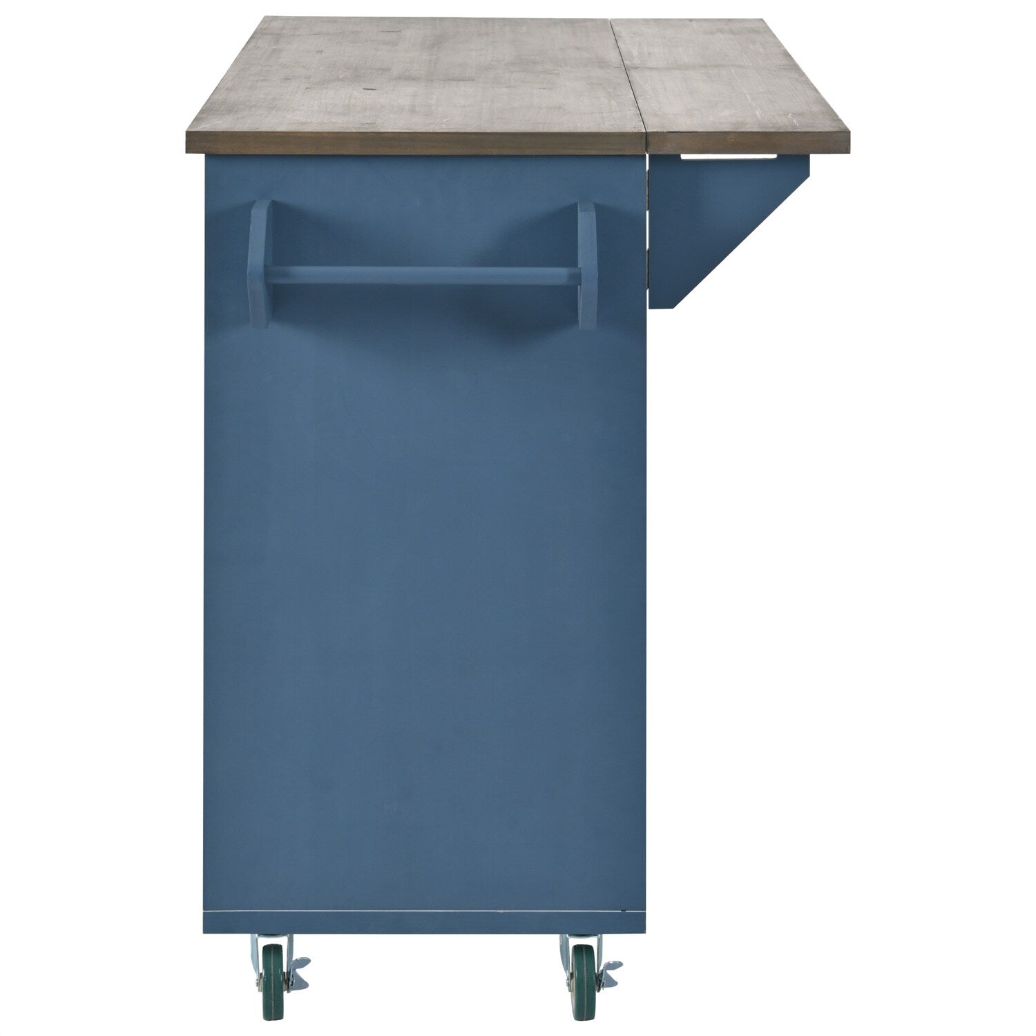 BABOOM Blue Mdf Base with Wood Top Rolling Kitchen Island (25.7-in x 5 ...