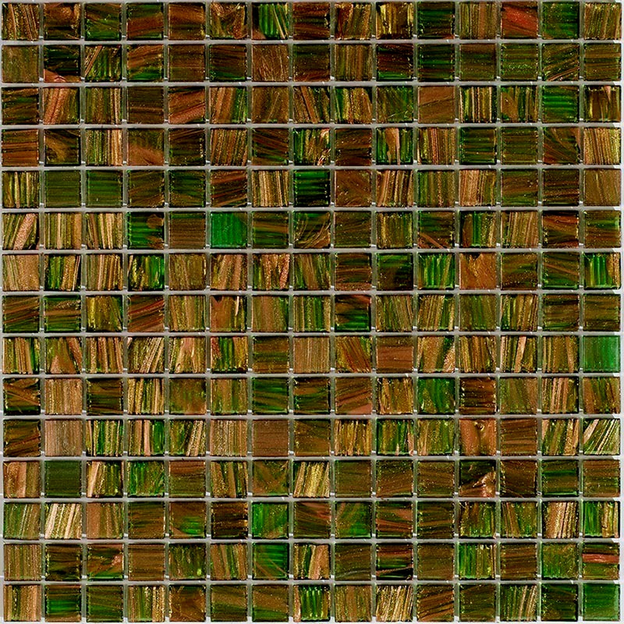 Apollo Tile Celestial Green and Gold 12-in x 12-in Glossy Glass Unifor ...