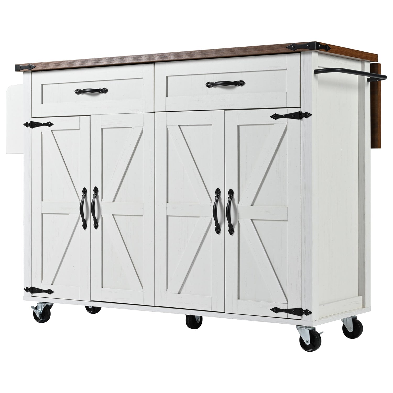 SINOFURN White Mdf Base with Mdf Top Rolling Kitchen Cart (17.7-in x 5 ...