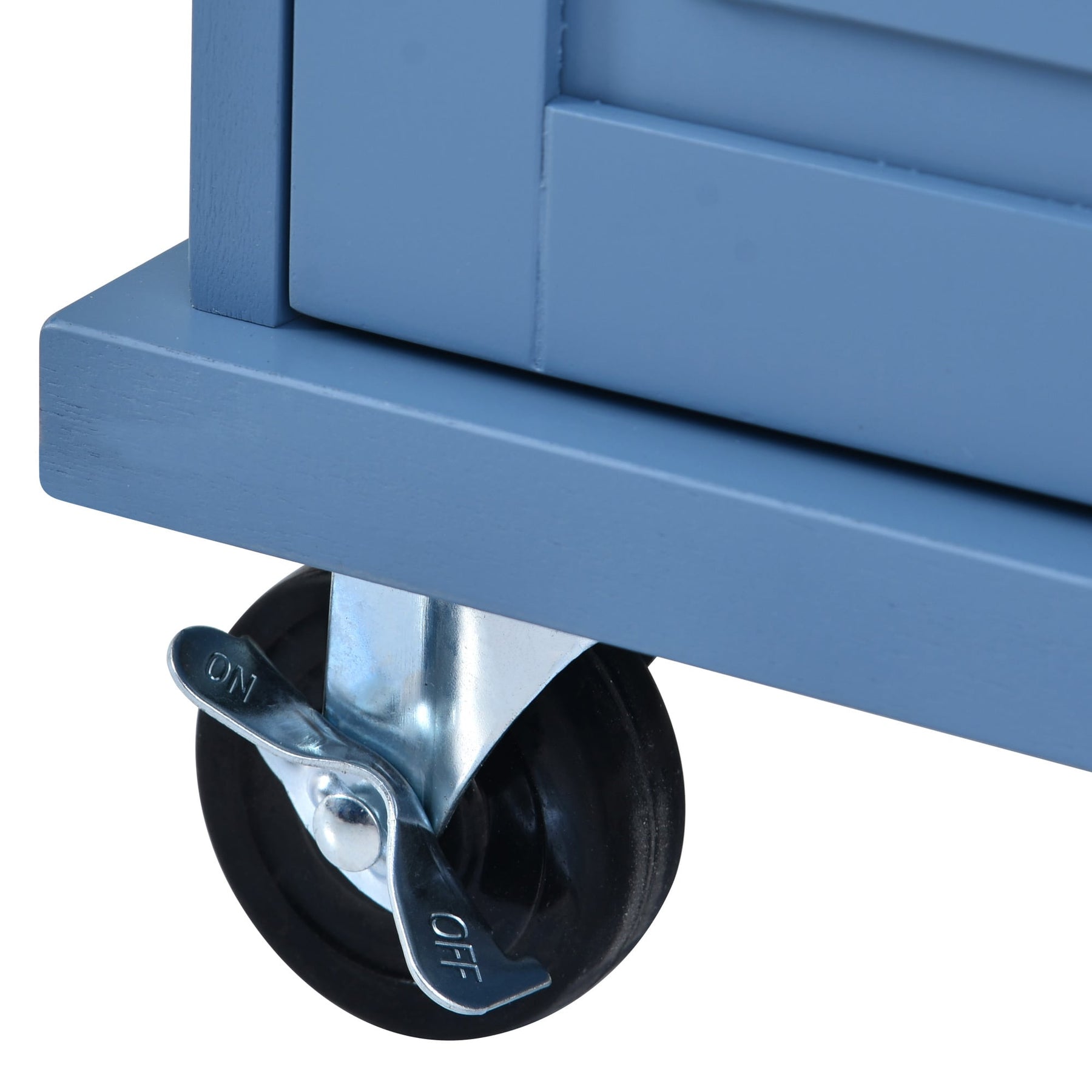SINOFURN Blue Mdf Base with Wood Top Rolling Kitchen Cart (18.1-in x 5 ...