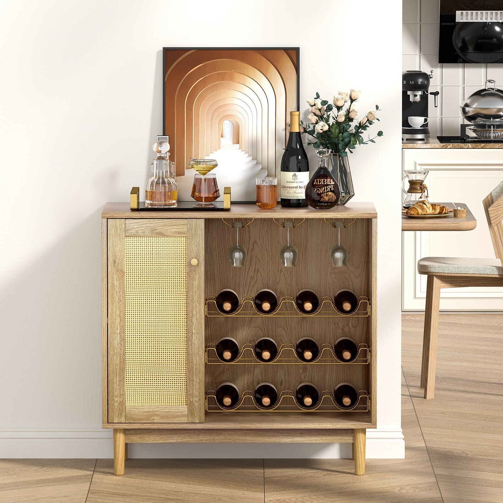 Delarpo 12-Bottle Oak Wood Wine Cabinet – PROARB