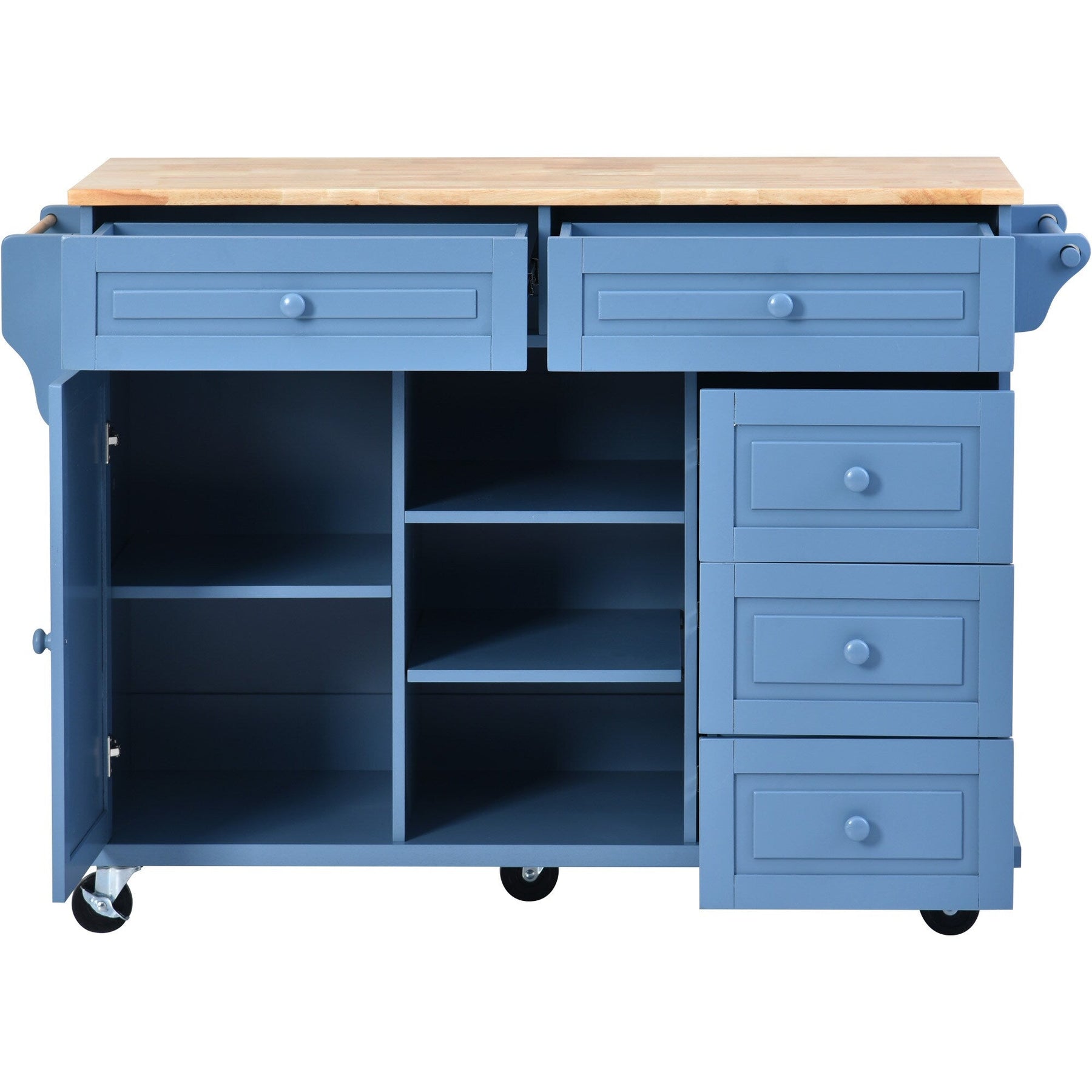 Runesay Blue Mdf Base with Mdf Wood Top Rolling Kitchen Island (18.1-i ...