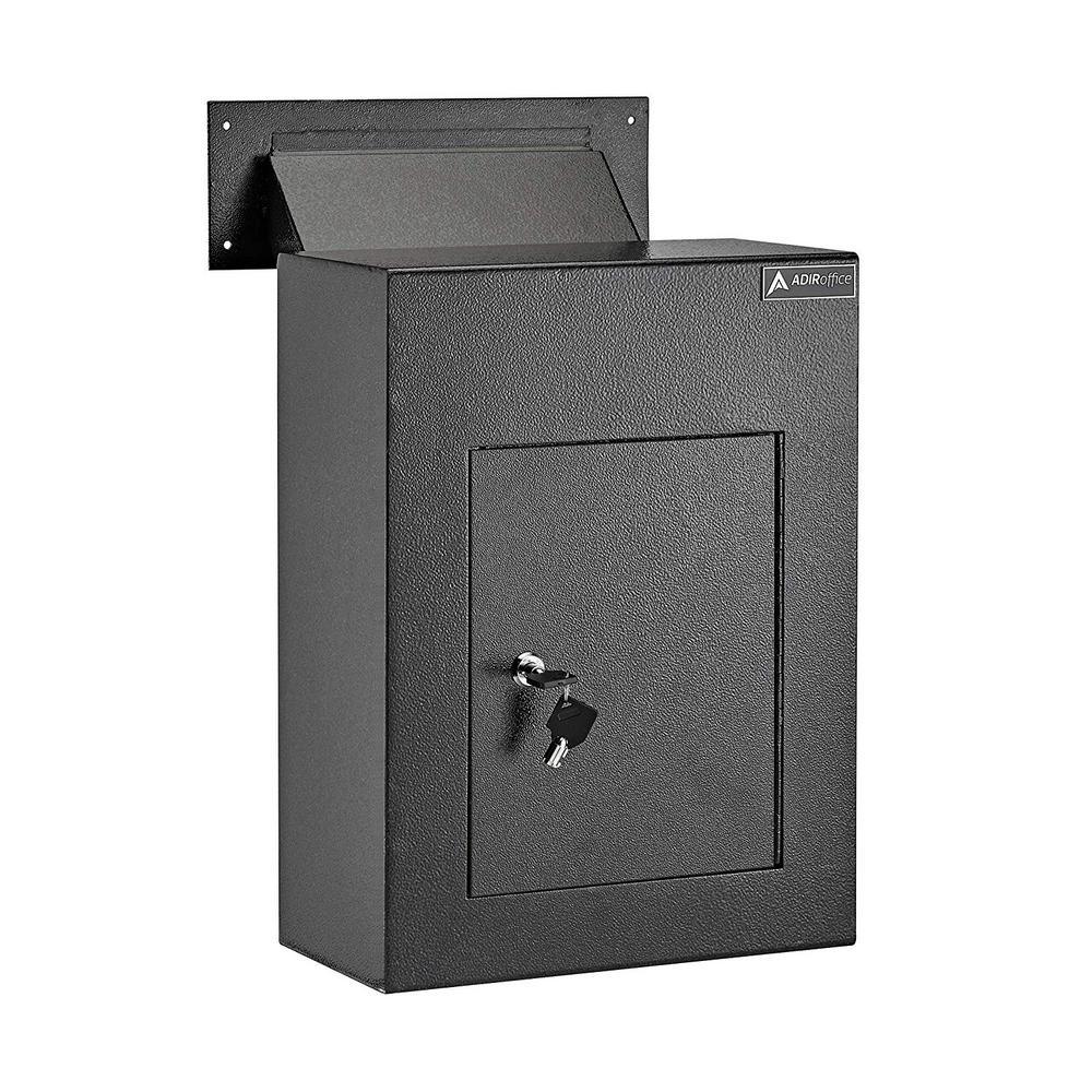 Black Steel Through the Wall Drop Box with Adjustable Chute Mail Recep ...
