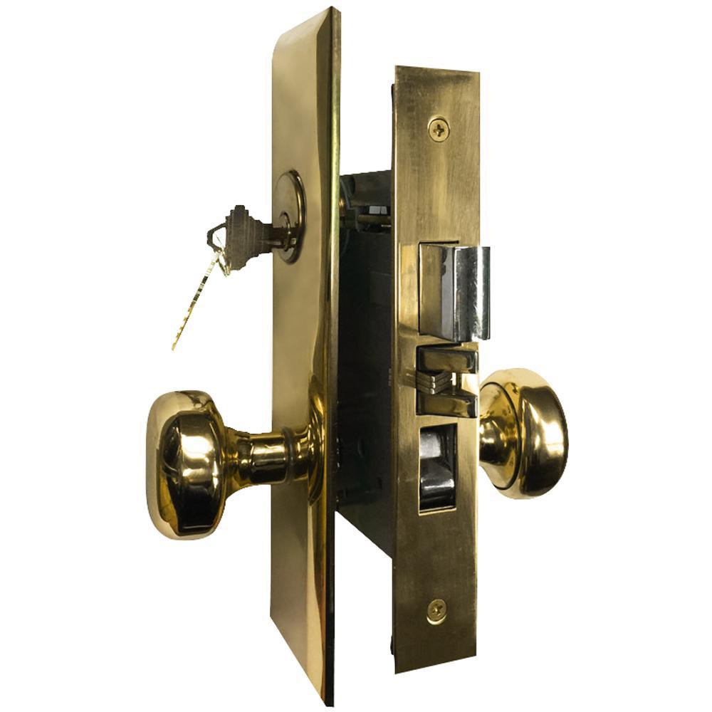Brass Mortise Entry Left Hand Door Lock Set with 2-3/4 in. Backset, 2 ...