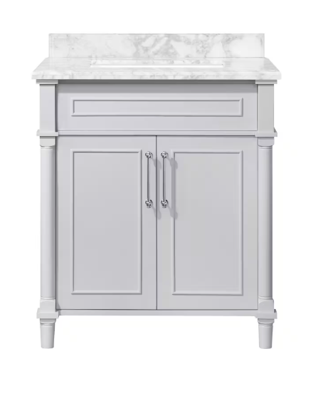 allen + roth Sandbanks 60-in Greige Undermount Double Sink Bathroom Va ...