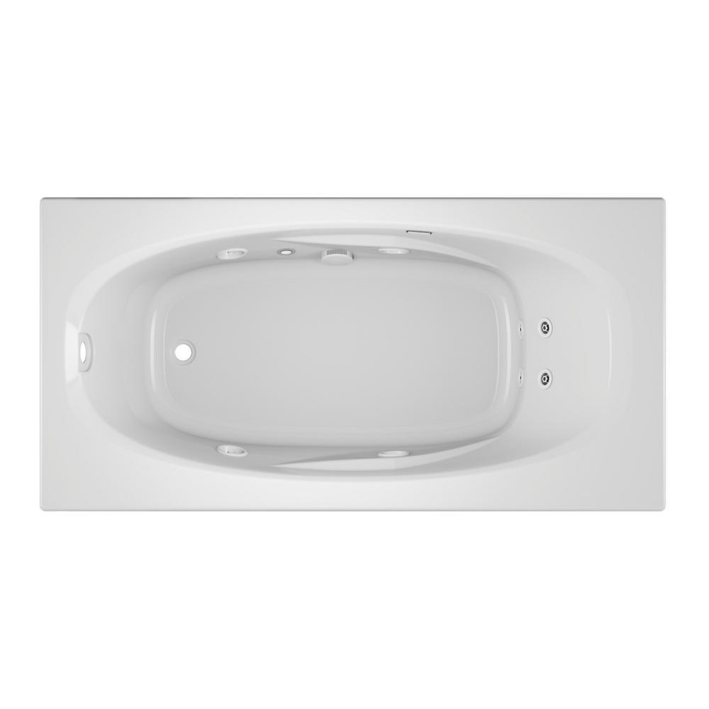 AMIGA 72 in. x 36 in. Acrylic Left-Hand Drain Rectangular Drop-In Whir ...