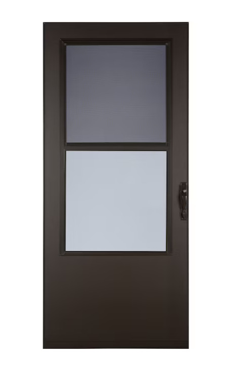 LARSON West Point 34-in x 81-in Brown Mid-view Self-storing Wood Core ...