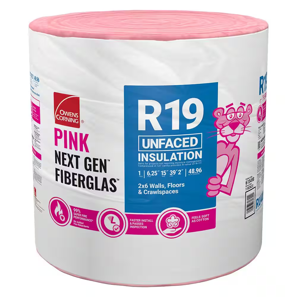 Owens Corning R-19 Unfaced Continuous Roll Insulation 6.25 in. x 15 in ...
