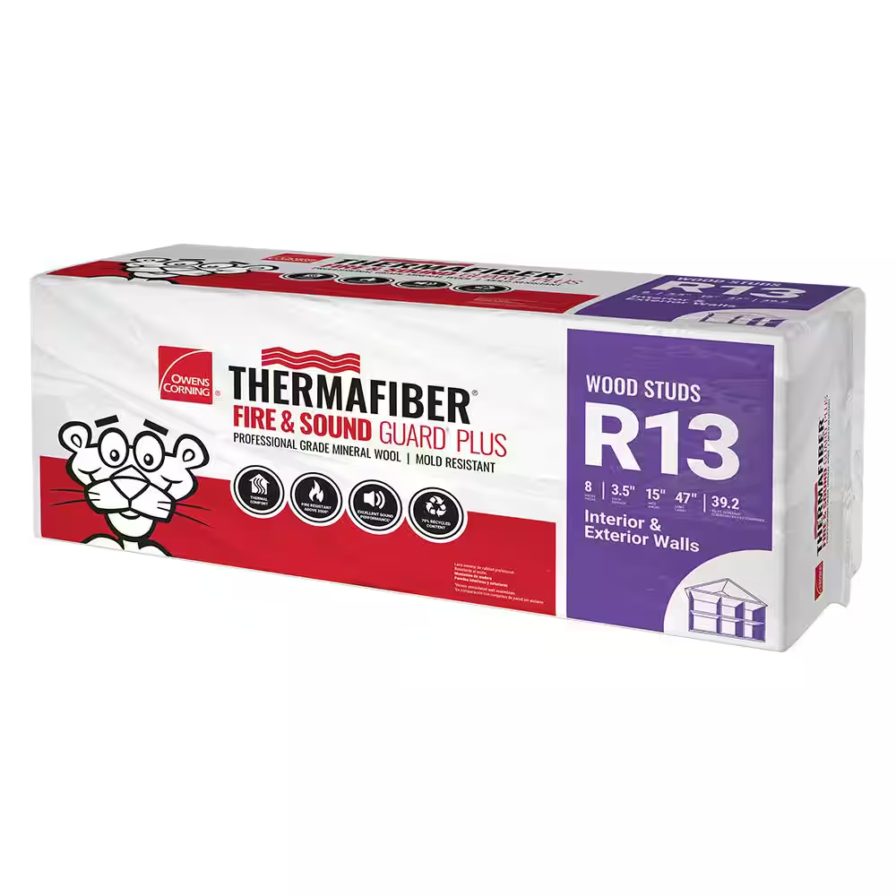Owens Corning R-13 Thermafiber Fire and Sound Guard Plus 3.5" x 15" x ...