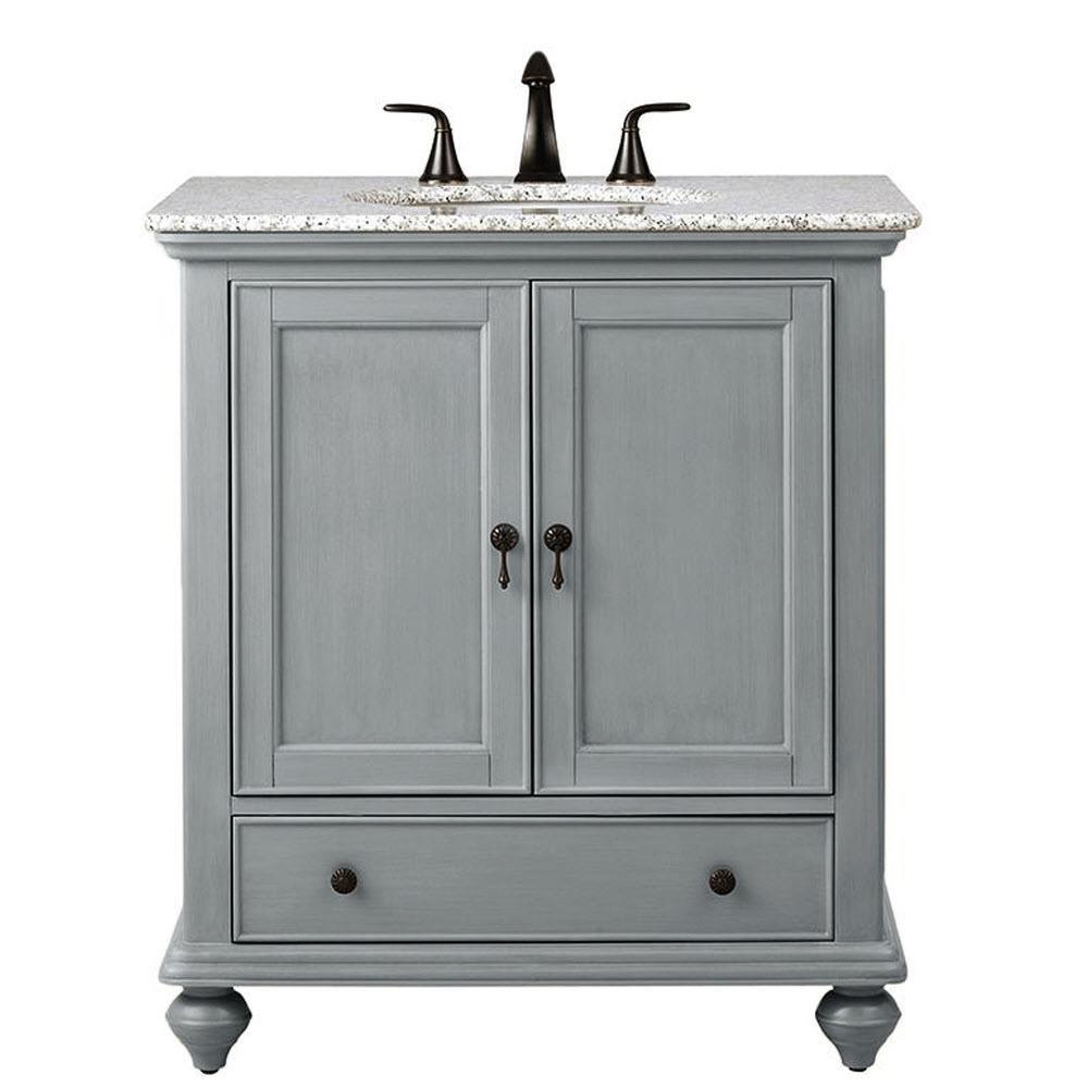 Newport 31 in. W x 21-1/2 in. D Bath Vanity in Pewter with Granite Van ...