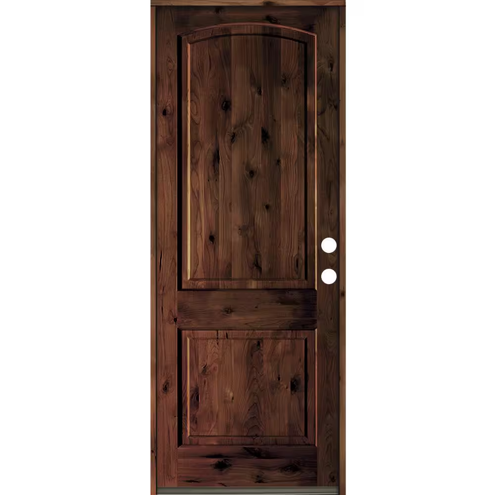 Krosswood Doors 42 in. x 96 in. Rustic Knotty Alder Arch Top Red Mahog ...