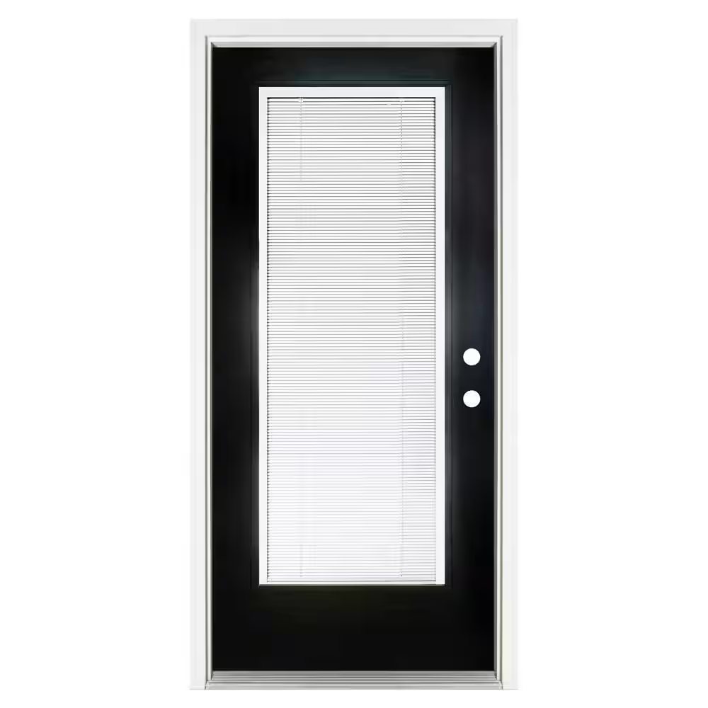 MP Doors 36 in. x 80 in. Left-Hand Inswing Full-Lite Blinds Glass Blac ...