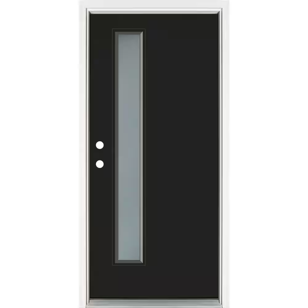 MP Doors 36 in. x 80 in. Right-Hand Inswing Narrow Lite Frosted Glass ...