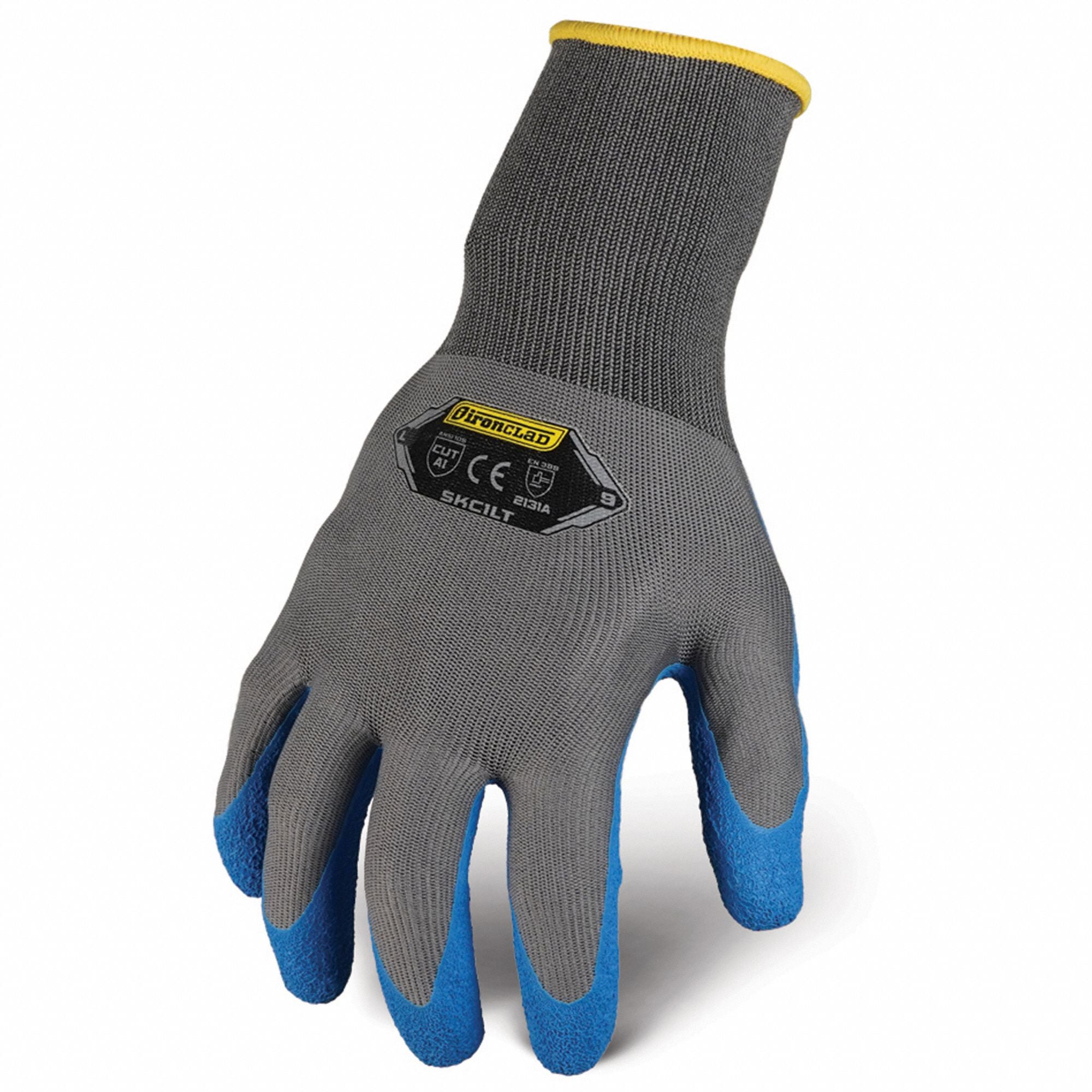 IRONCLAD PERFORMANCE WEAR Knit Gloves M-8 Crinkle Latex Dipped Full Fi ...
